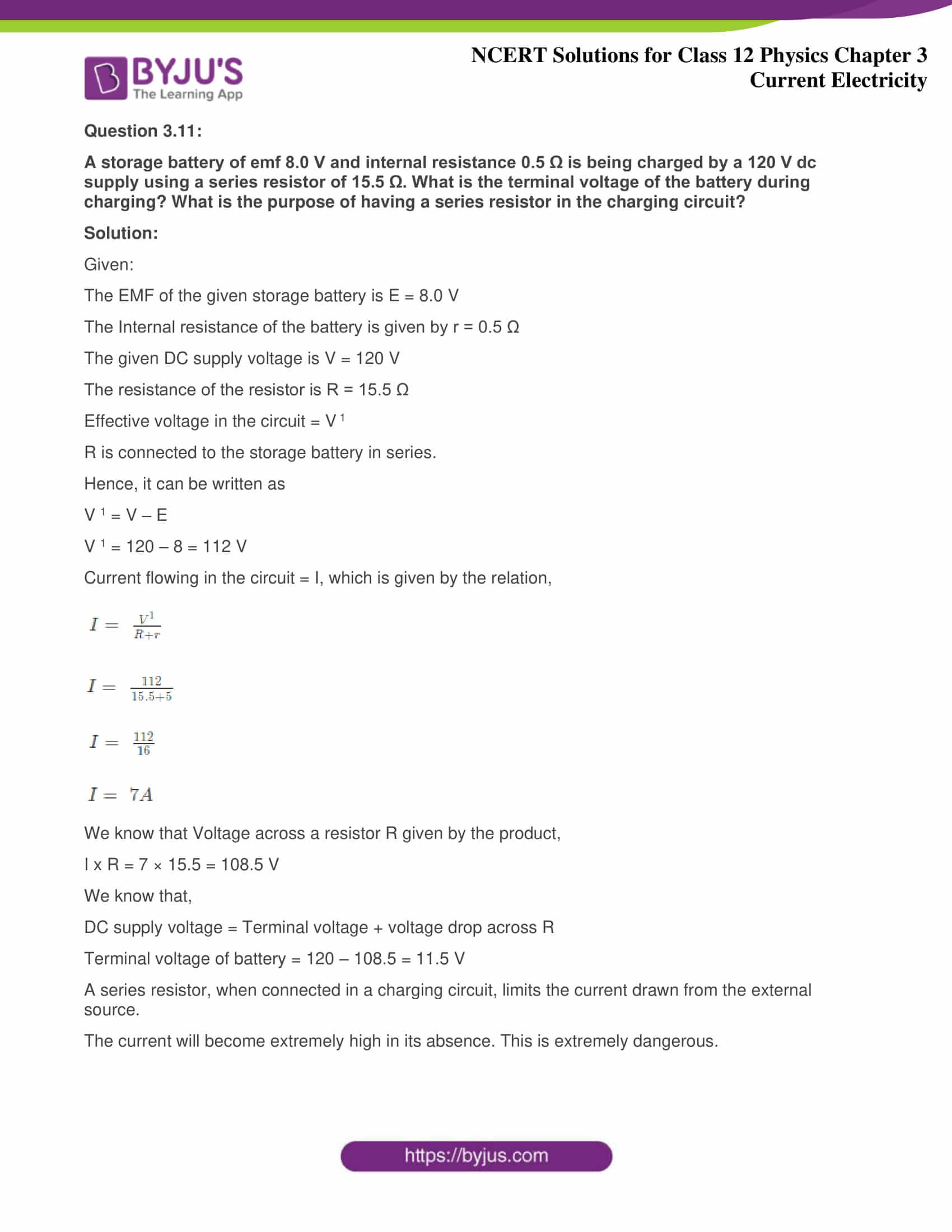 NCERT Solutions for Class 12 Physics Chapter 3 Current Electricity