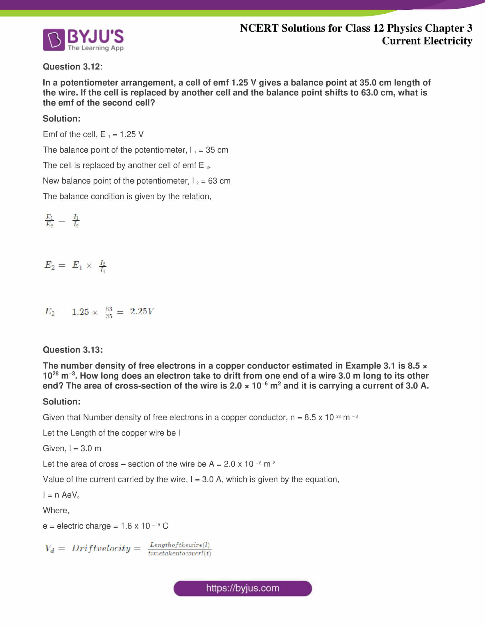 NCERT Solutions for Class 12 Physics Chapter 3 Current Electricity