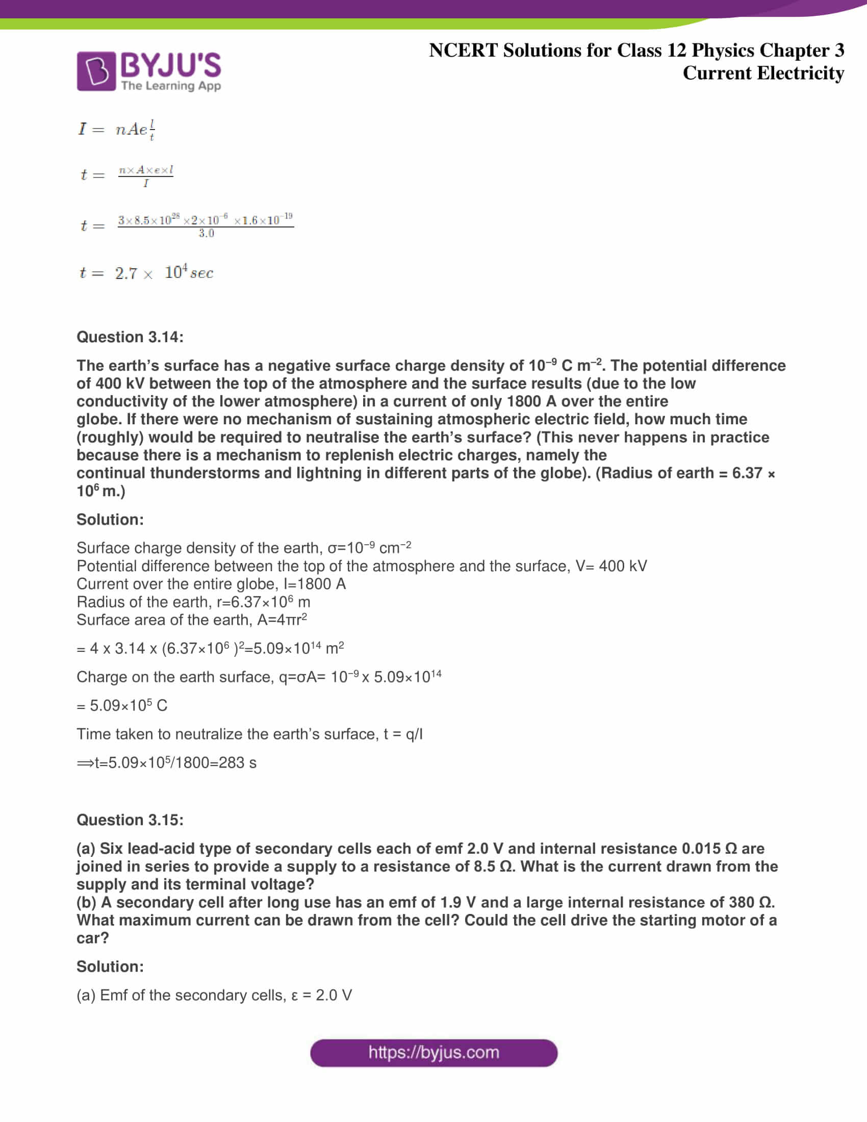 NCERT Solutions for Class 12 Physics Chapter 3 Current Electricity