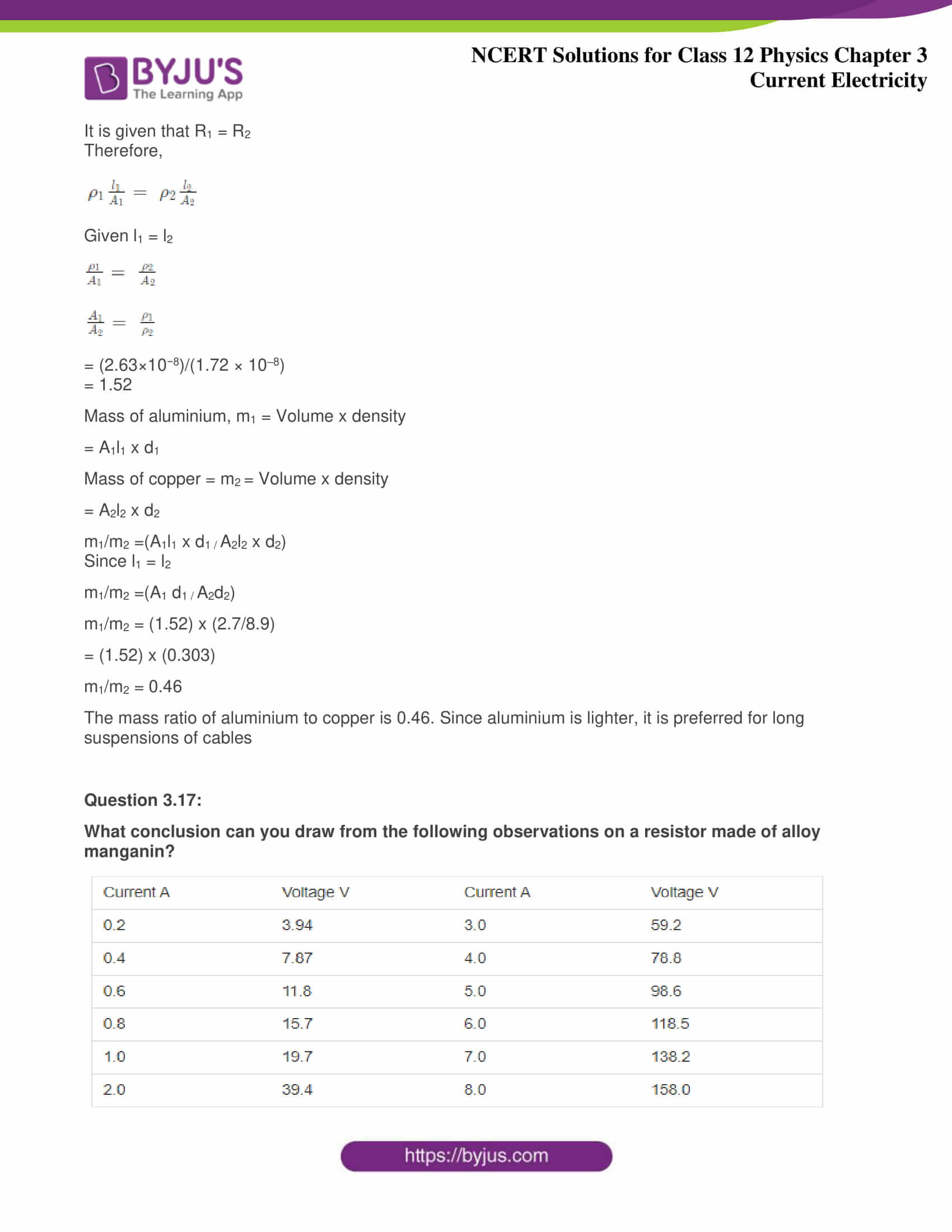 NCERT Solutions for Class 12 Physics Chapter 3 Current Electricity