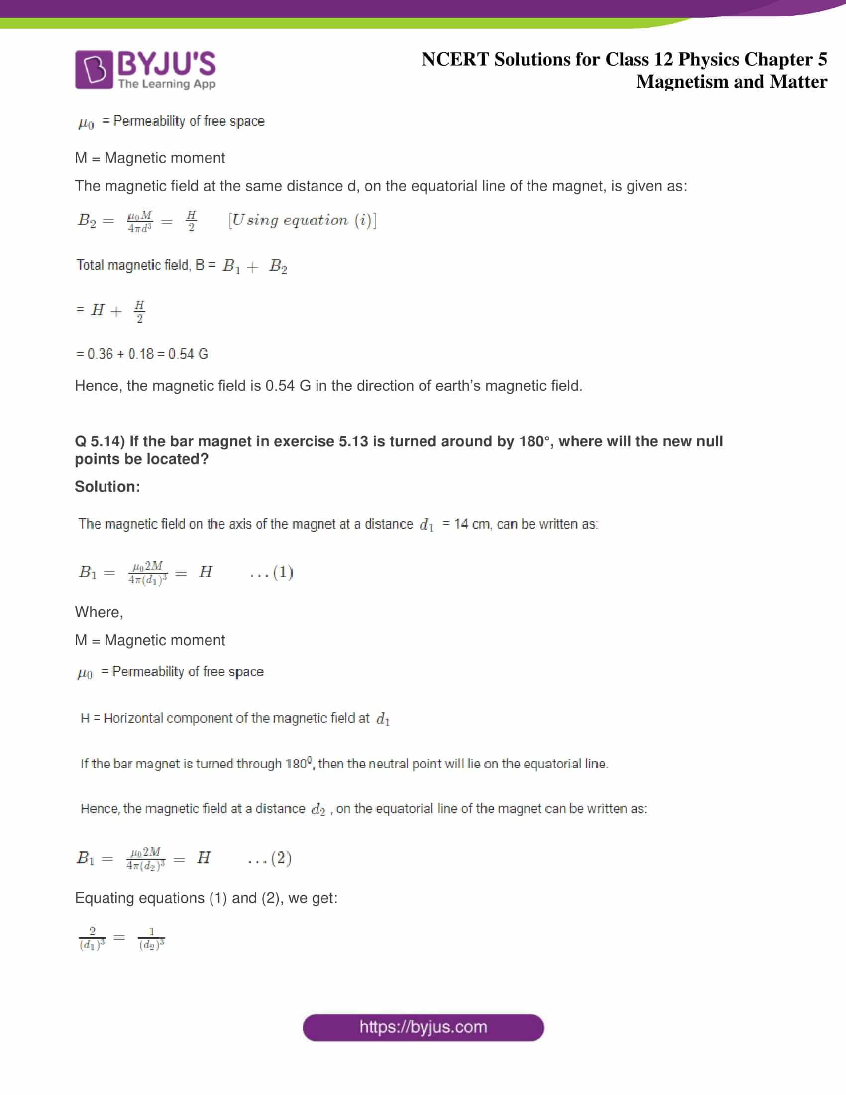ncert solutions may7 class 12 physics chapter 5 magnetism and matter 11