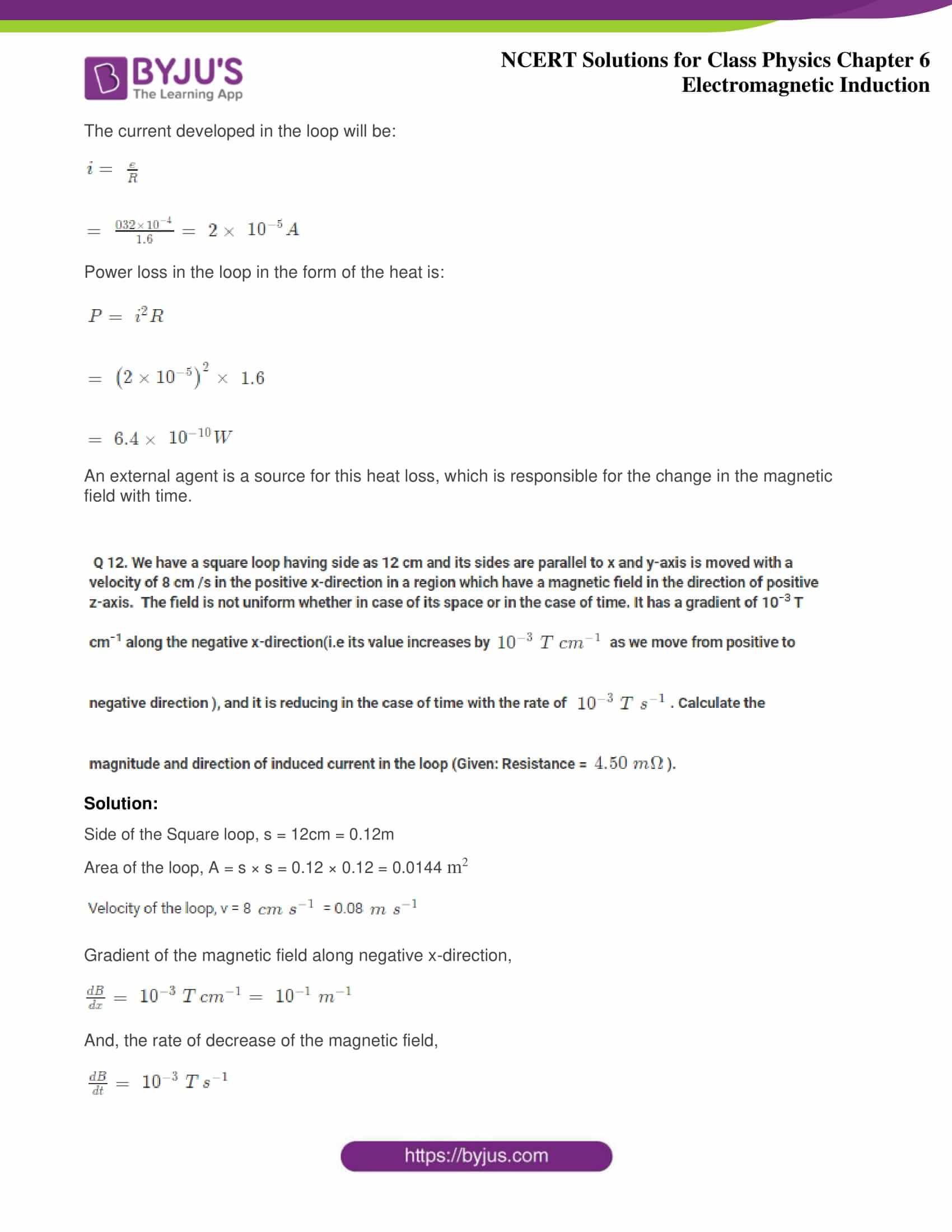 NCERT Solutions Class 12 Physics Chapter 6 Electromagnetic Induction