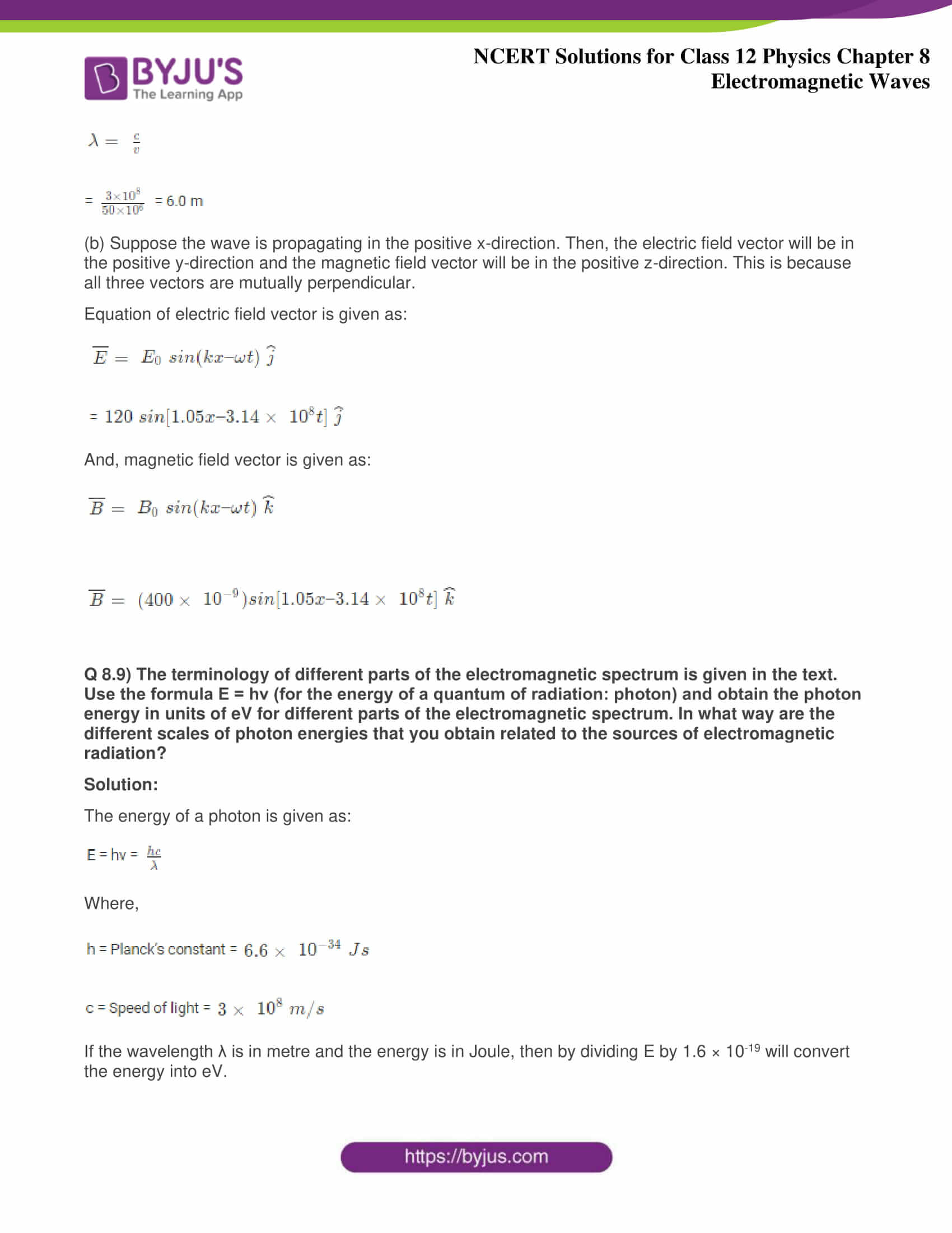 NCERT Solutions Class 12 Physics Chapter 8 Electromagnetic Waves