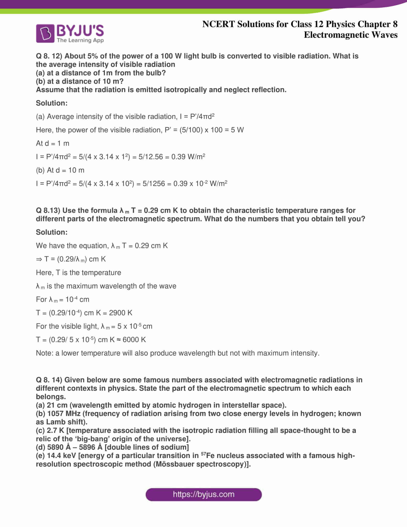 NCERT Solutions Class 12 Physics Chapter 8 Electromagnetic Waves