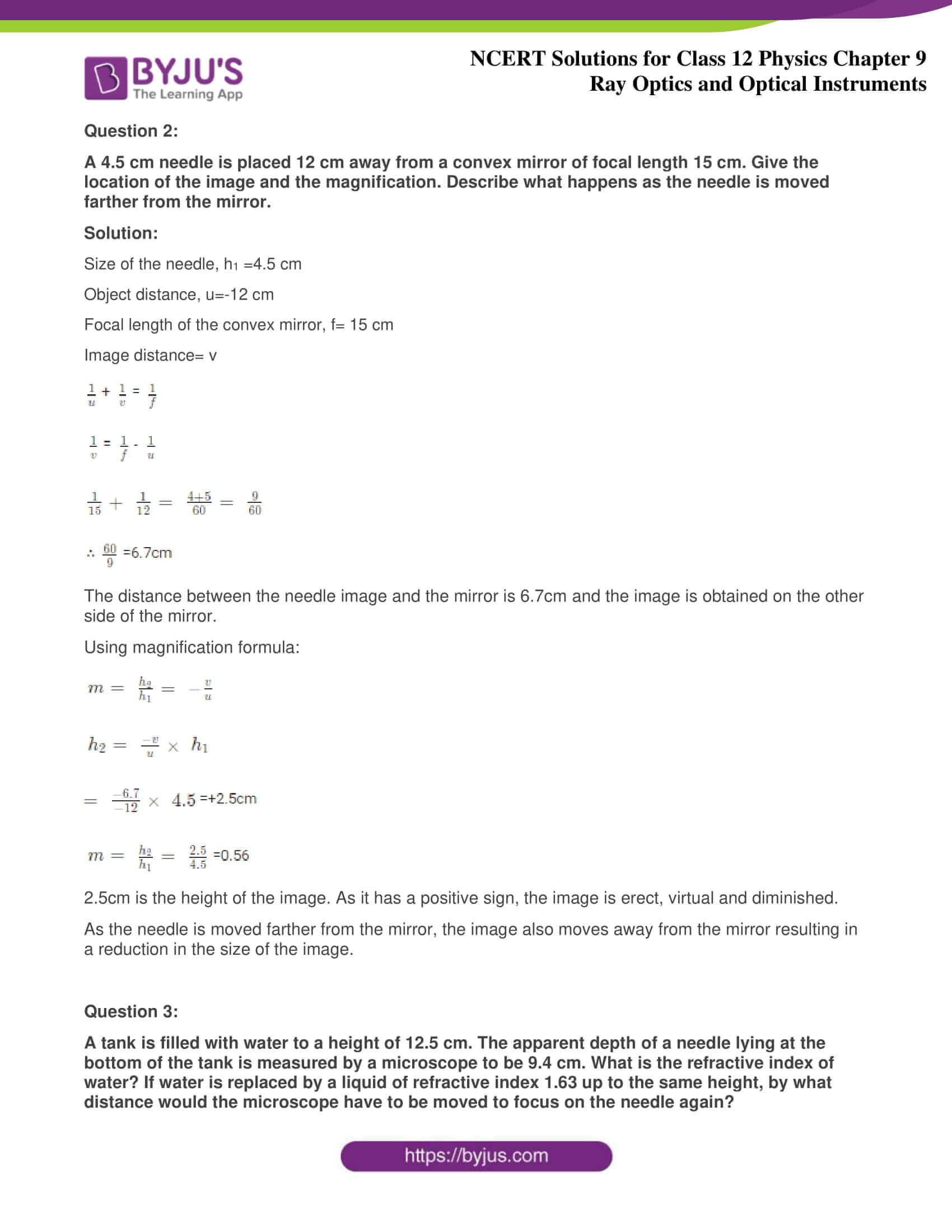 NCERT Solutions Class 12 Physics Chapter 9 Ray Optics and Optical ...