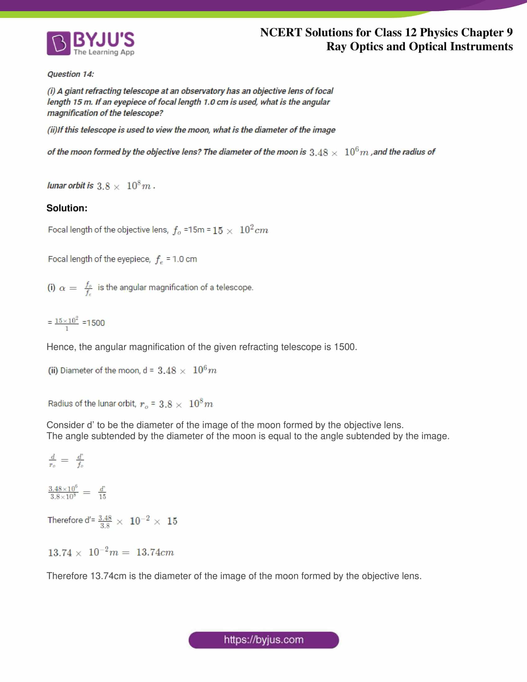NCERT Solutions Class 12 Physics Chapter 9 Ray Optics and Optical ...