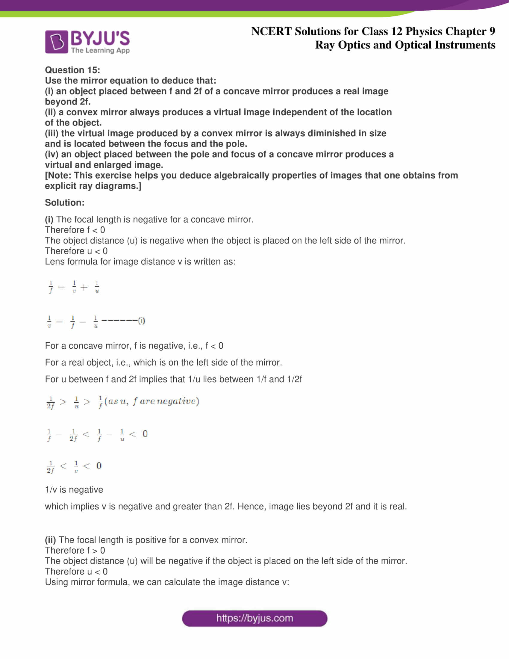 NCERT Solutions Class 12 Physics Chapter 9 Ray Optics and Optical ...