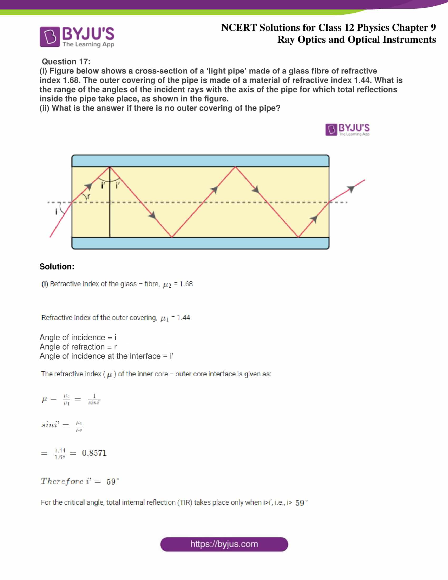 NCERT Solutions Class 12 Physics Chapter 9 Ray Optics and Optical ...