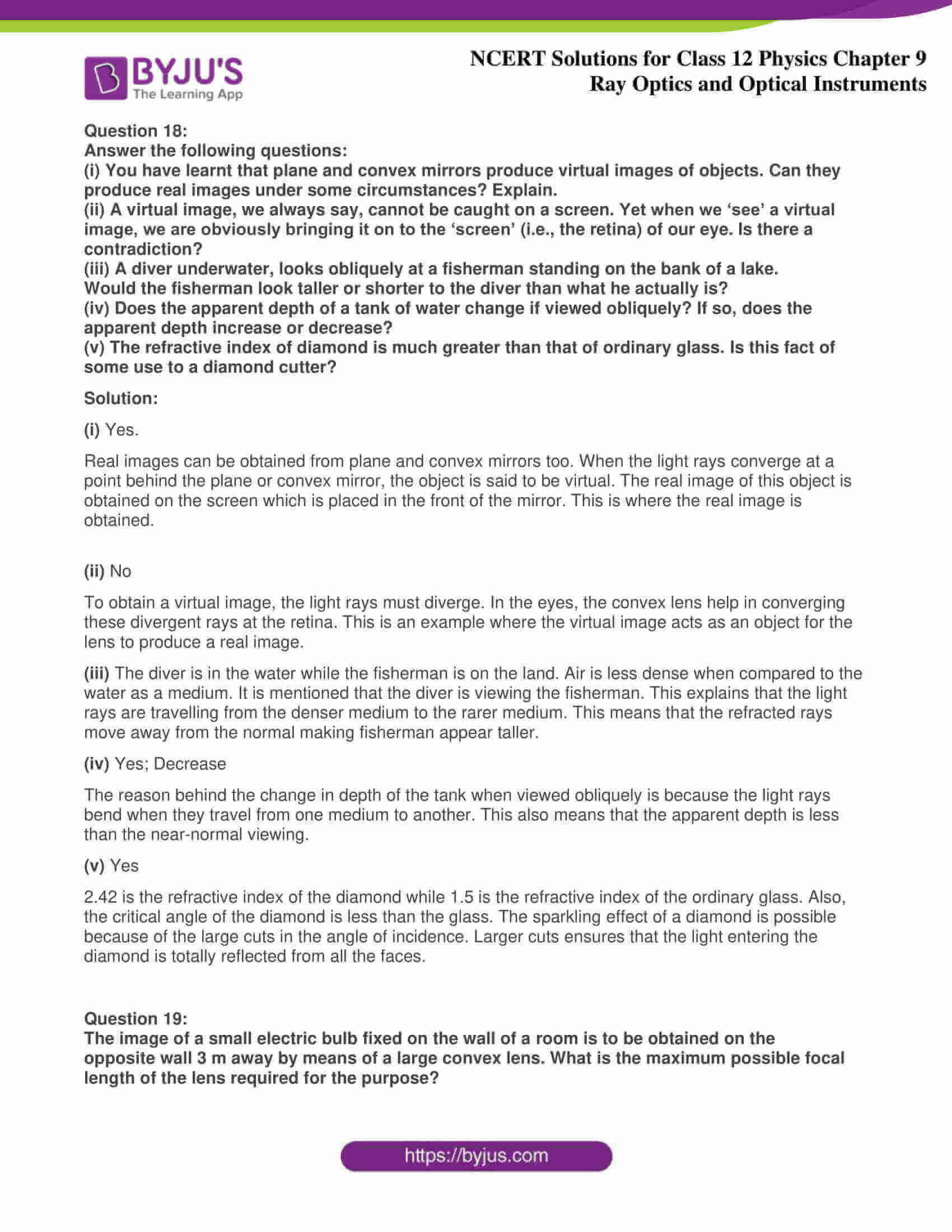 NCERT Solutions Class 12 Physics Chapter 9 Ray Optics and Optical ...