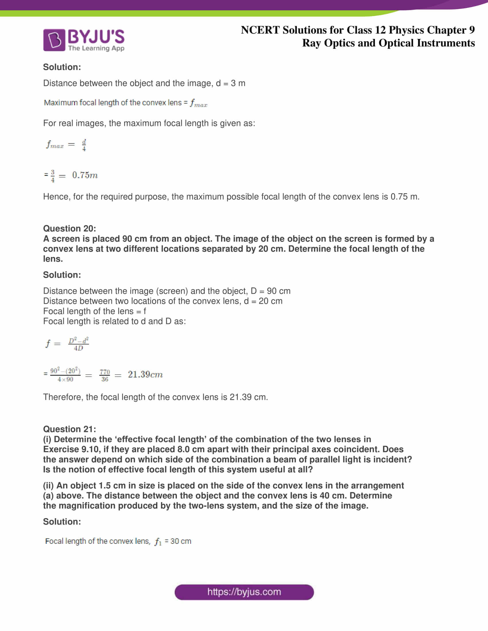 NCERT Solutions Class 12 Physics Chapter 9 Ray Optics and Optical ...