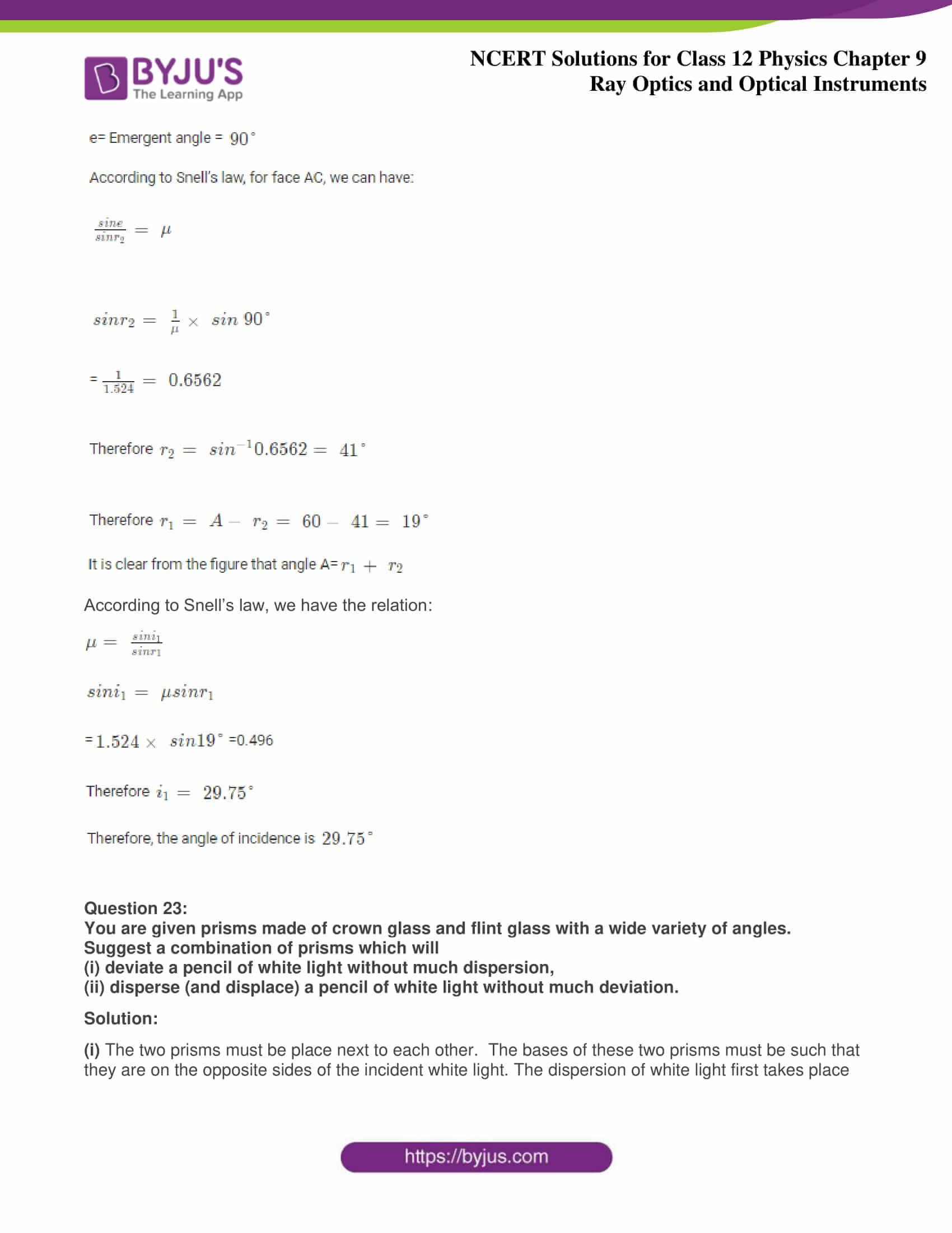 NCERT Solutions Class 12 Physics Chapter 9 Ray Optics and Optical ...