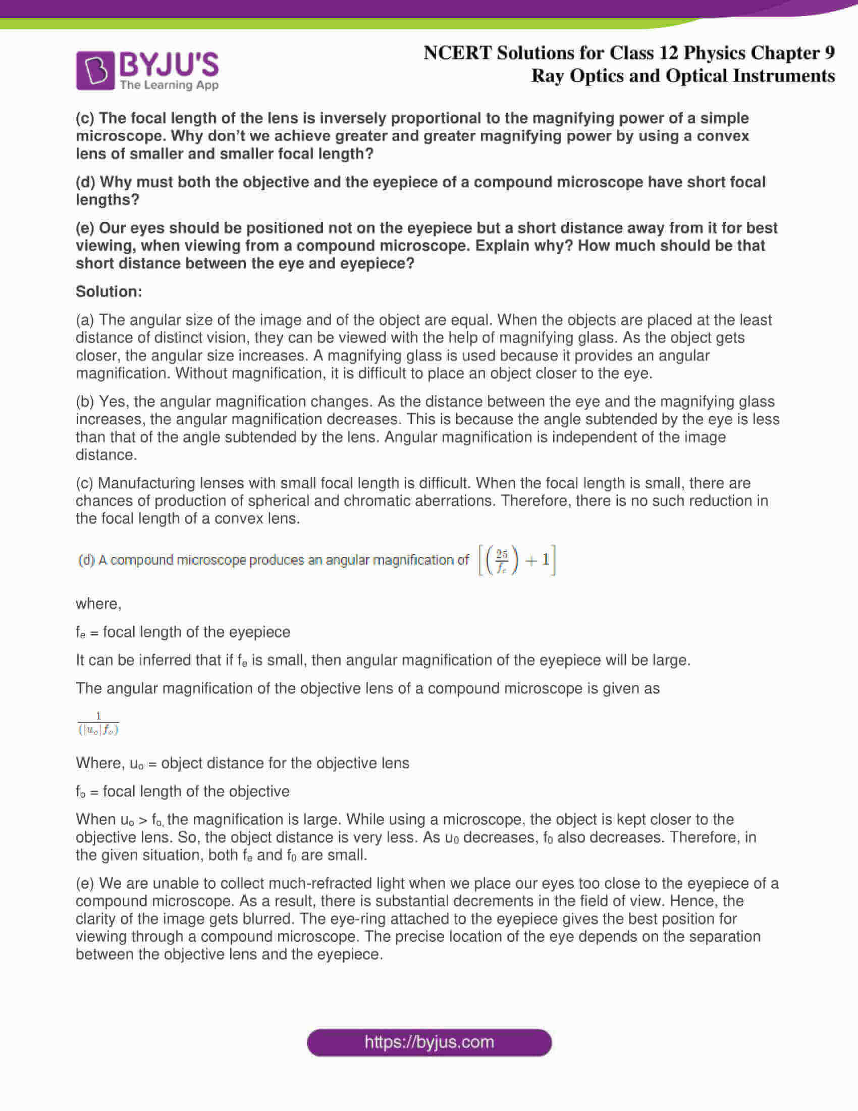 NCERT Solutions Class 12 Physics Chapter 9 Ray Optics and Optical ...