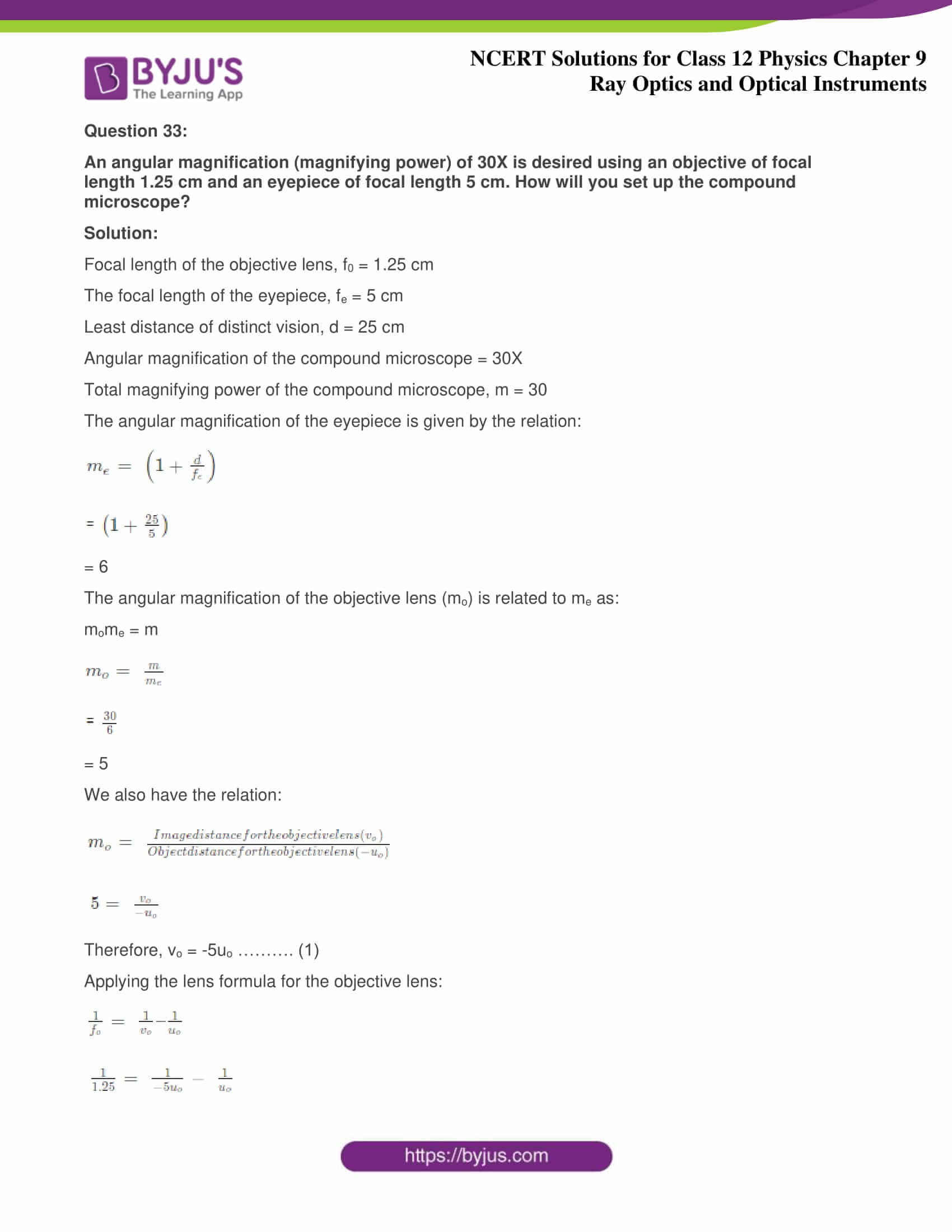 NCERT Solutions Class 12 Physics Chapter 9 Ray Optics and Optical ...