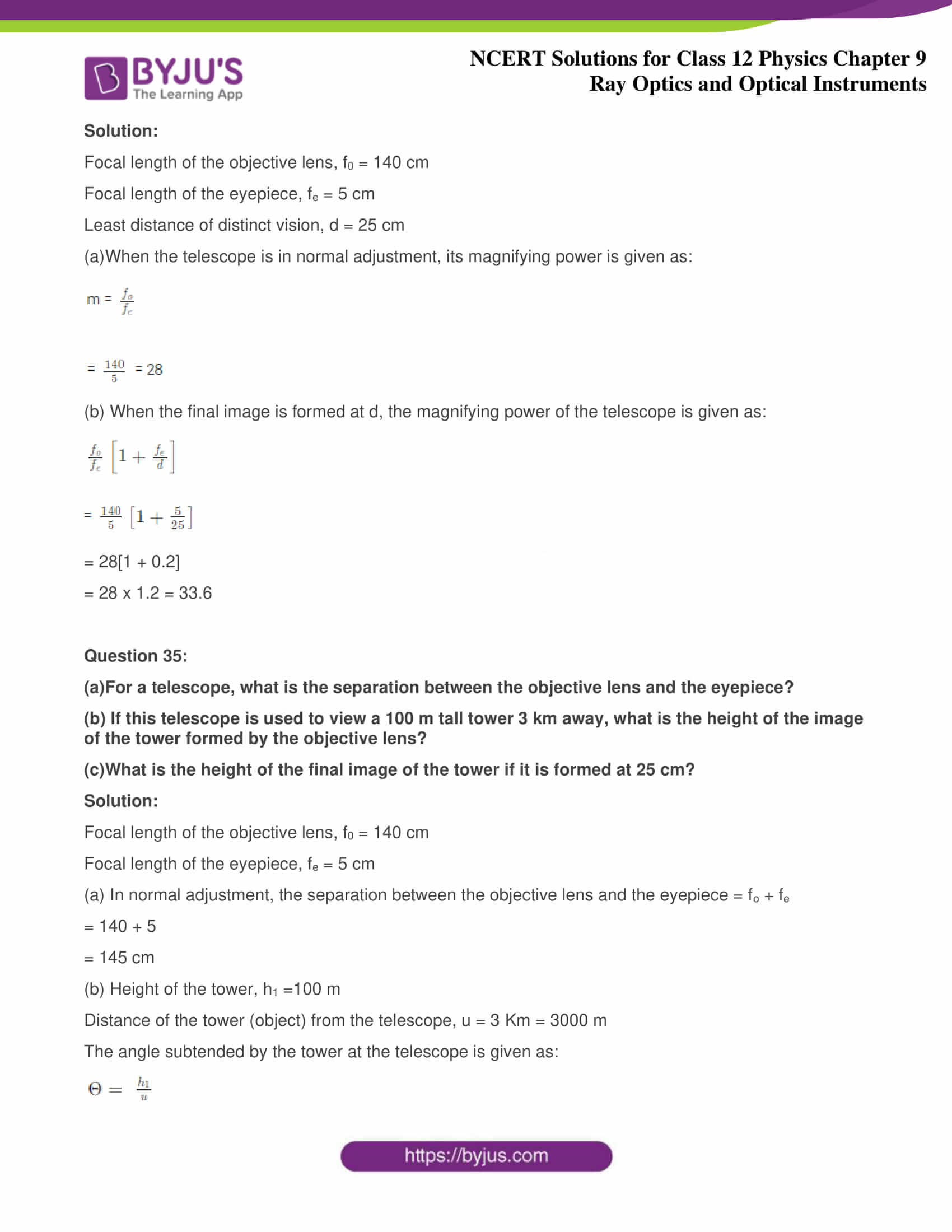 NCERT Solutions Class 12 Physics Chapter 9 Ray Optics and Optical ...