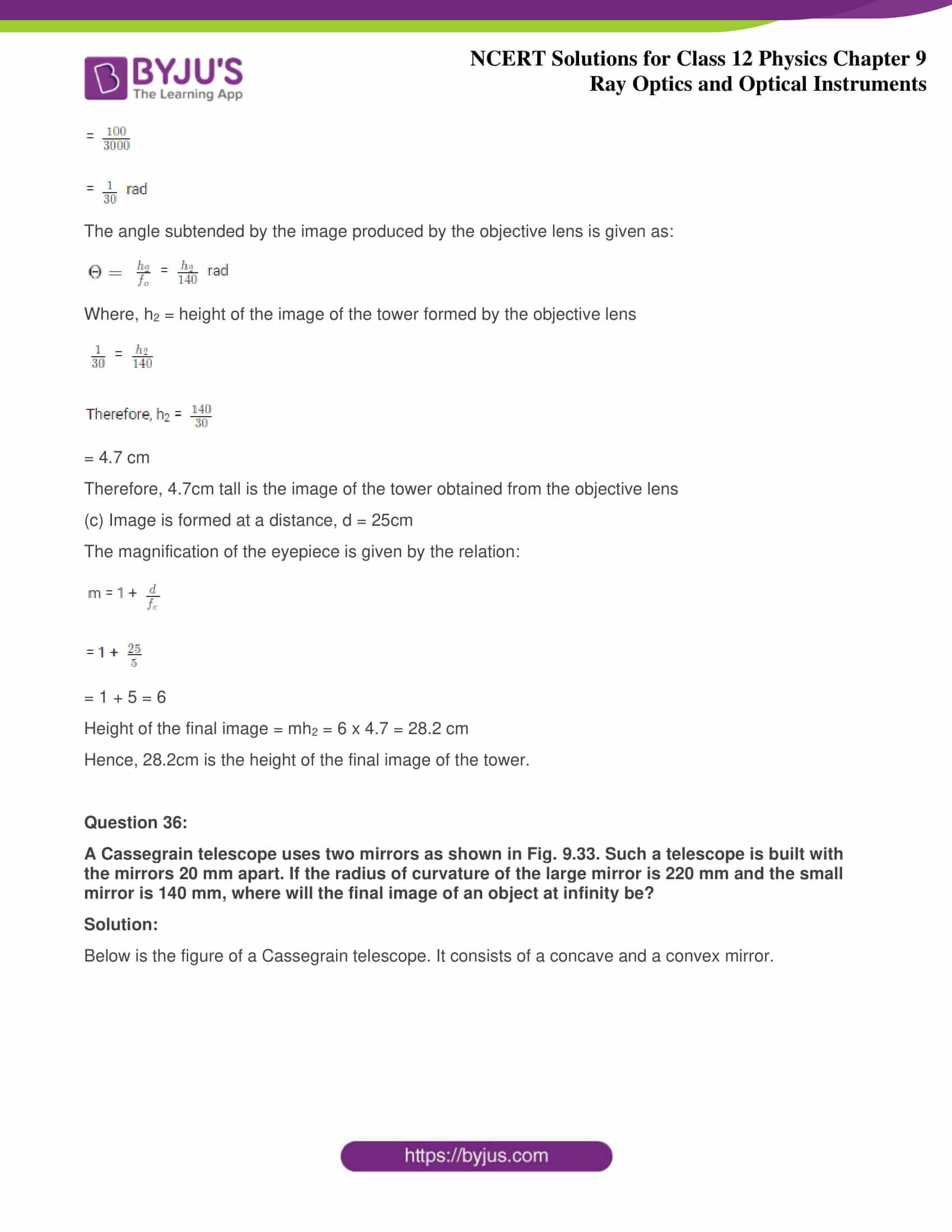 NCERT Solutions Class 12 Physics Chapter 9 Ray Optics and Optical Instruments