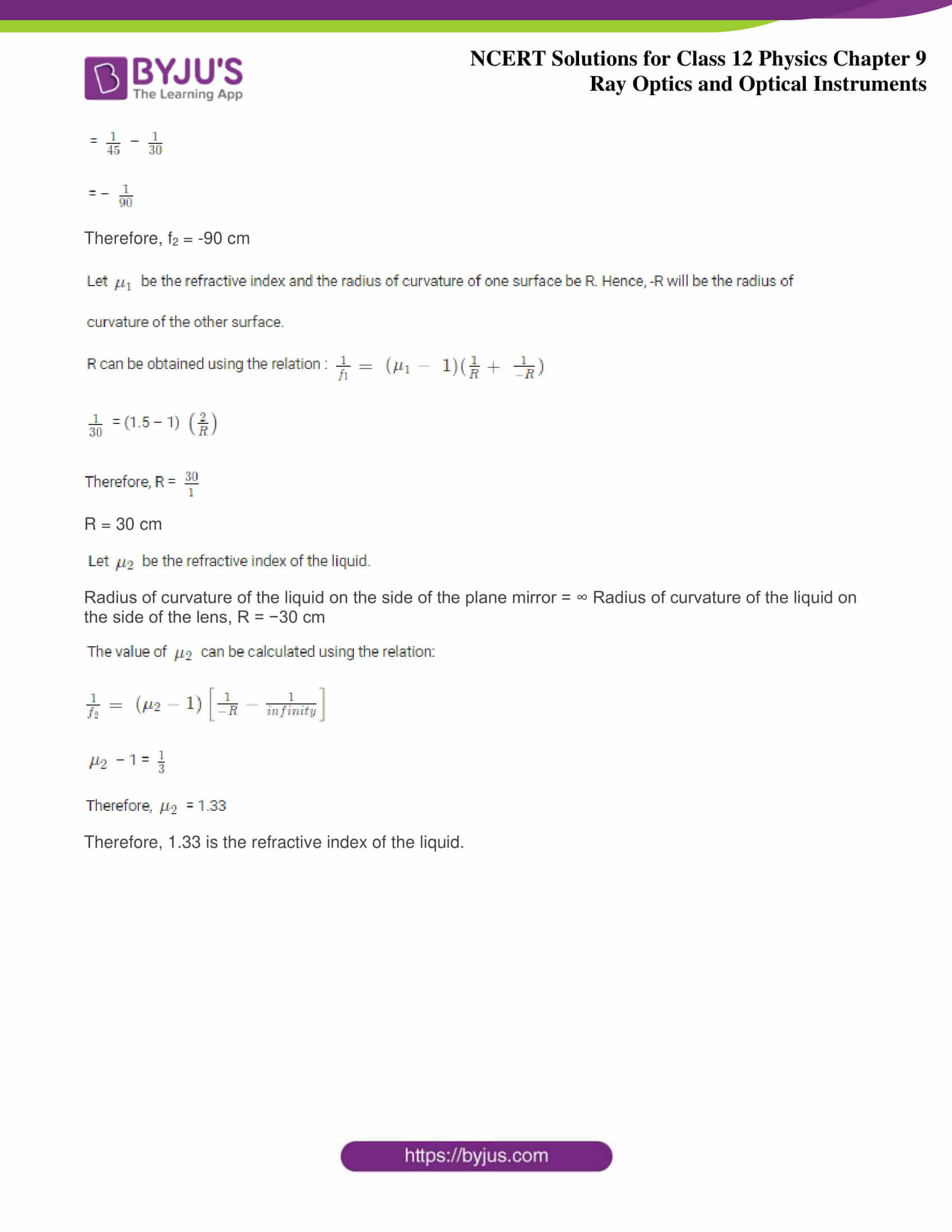 NCERT Solutions Class 12 Physics Chapter 9 Ray Optics and Optical ...