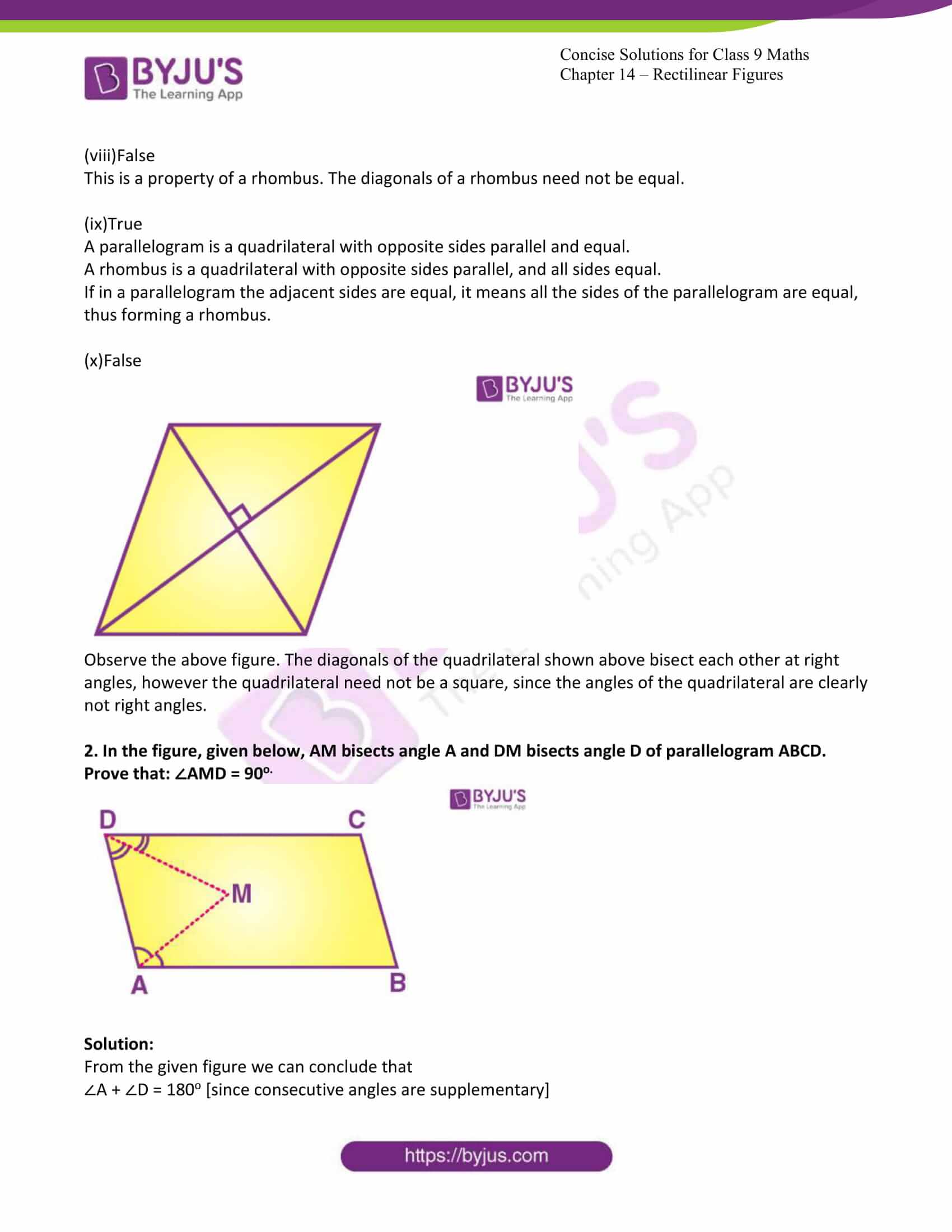 Selina Solutions Class 9 Concise Maths Chapter 14 Rectilinear Figures