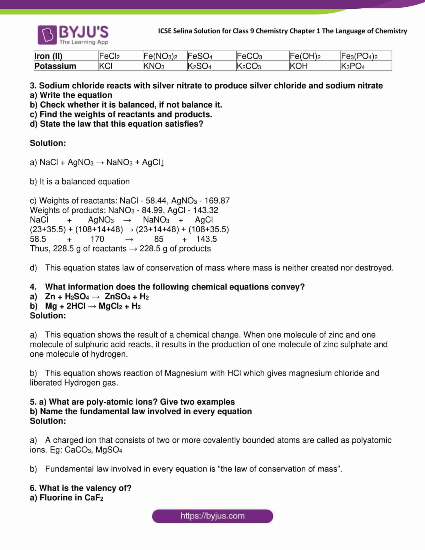 Selina Solutions Class 9 Concise Chemistry Chapter 1 The Language Of Selina Solutions Class 9 Concise Chemistry Chapter 1 The Language Of