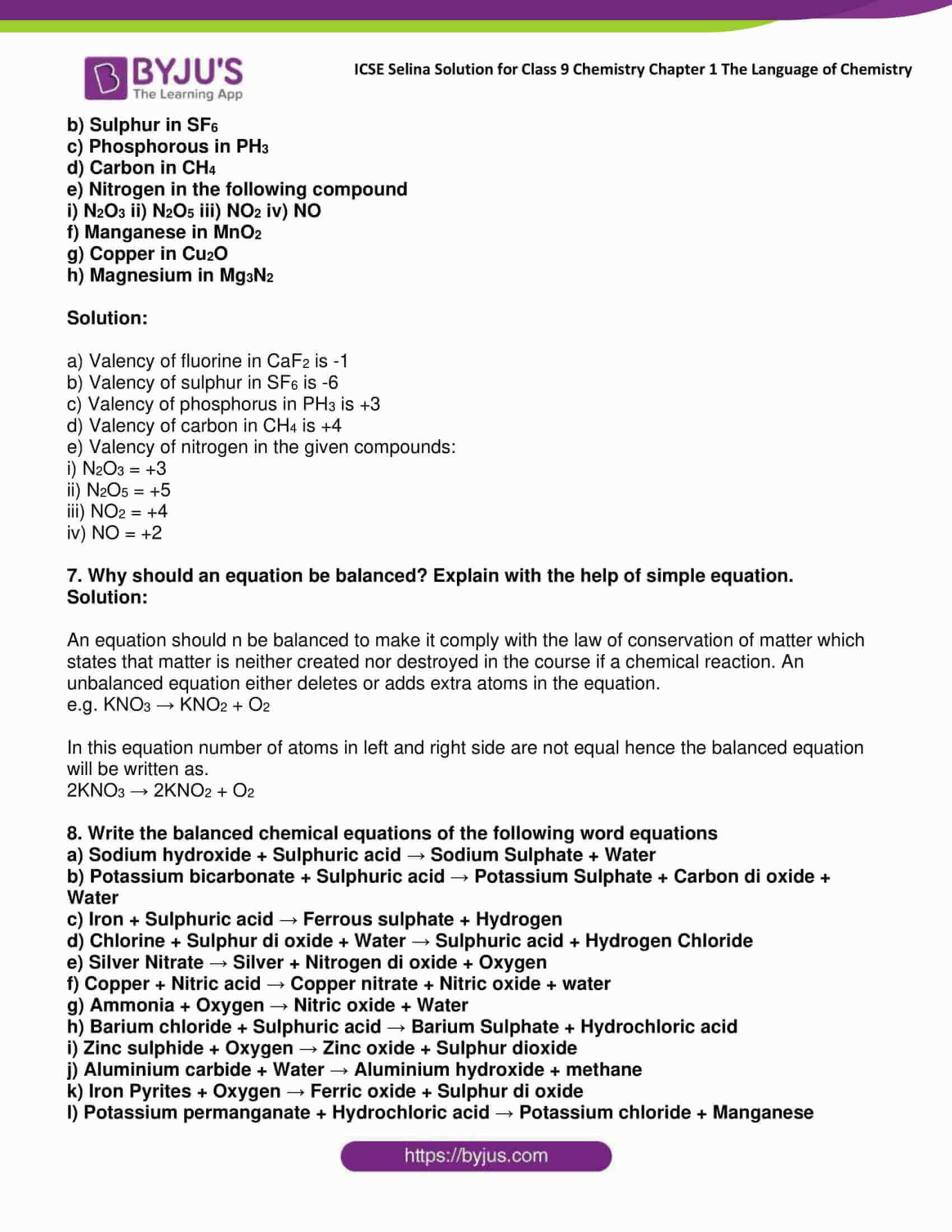 Selina Solutions Class 9 Concise Chemistry Chapter 1 The Language Of Selina Solutions Class 9 Concise Chemistry Chapter 1 The Language Of
