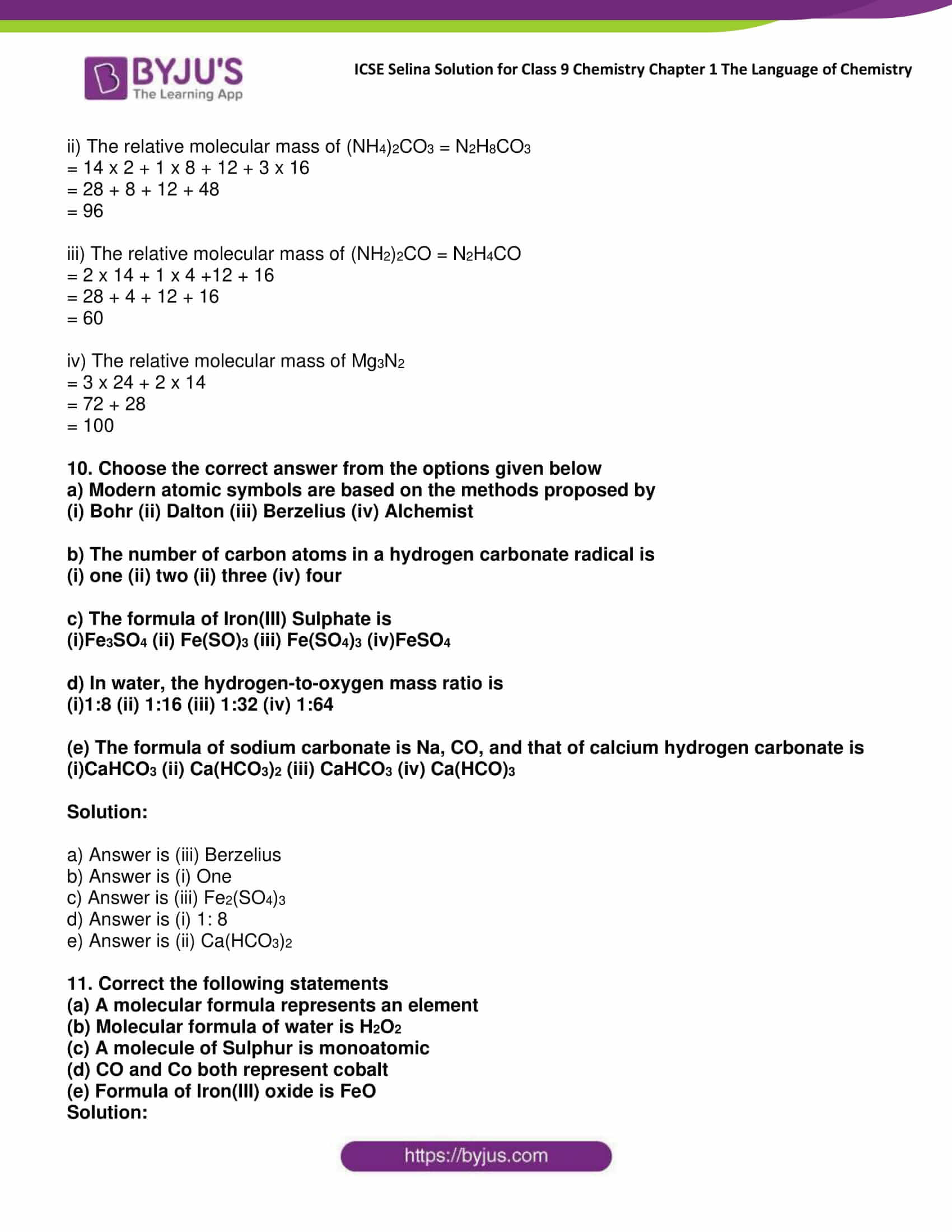 Selina Solutions Class 9 Concise Chemistry Chapter 1 The Language Of Selina Solutions Class 9 Concise Chemistry Chapter 1 The Language Of