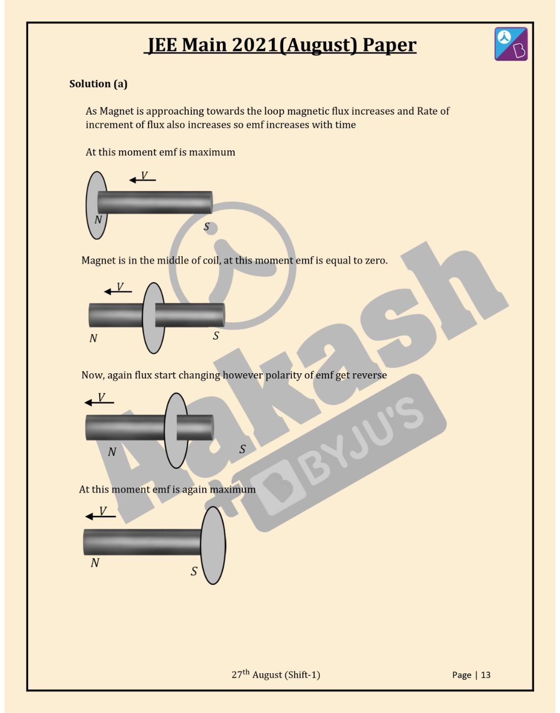 JEE Main 2021 Physics Paper With Solutions August 27 Shift 1
