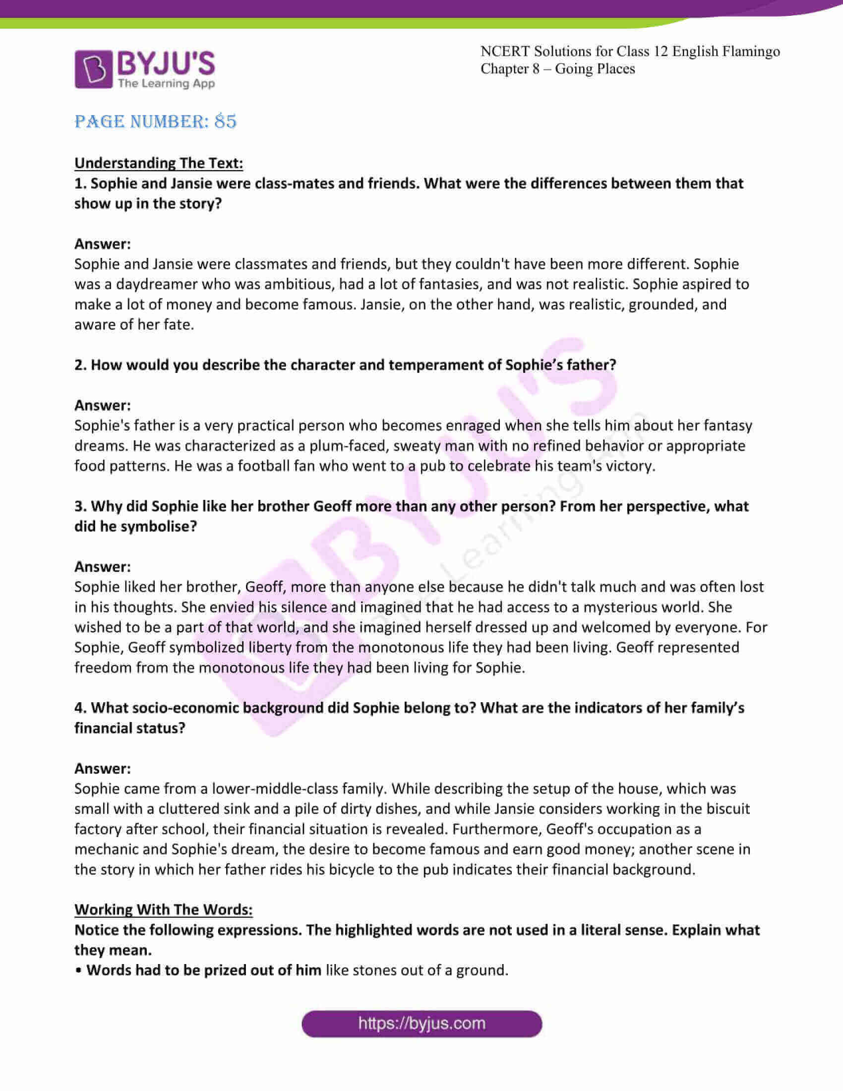 NCERT Solutions For Class 12 English Core Book: Flamingo Chapter 8 ...