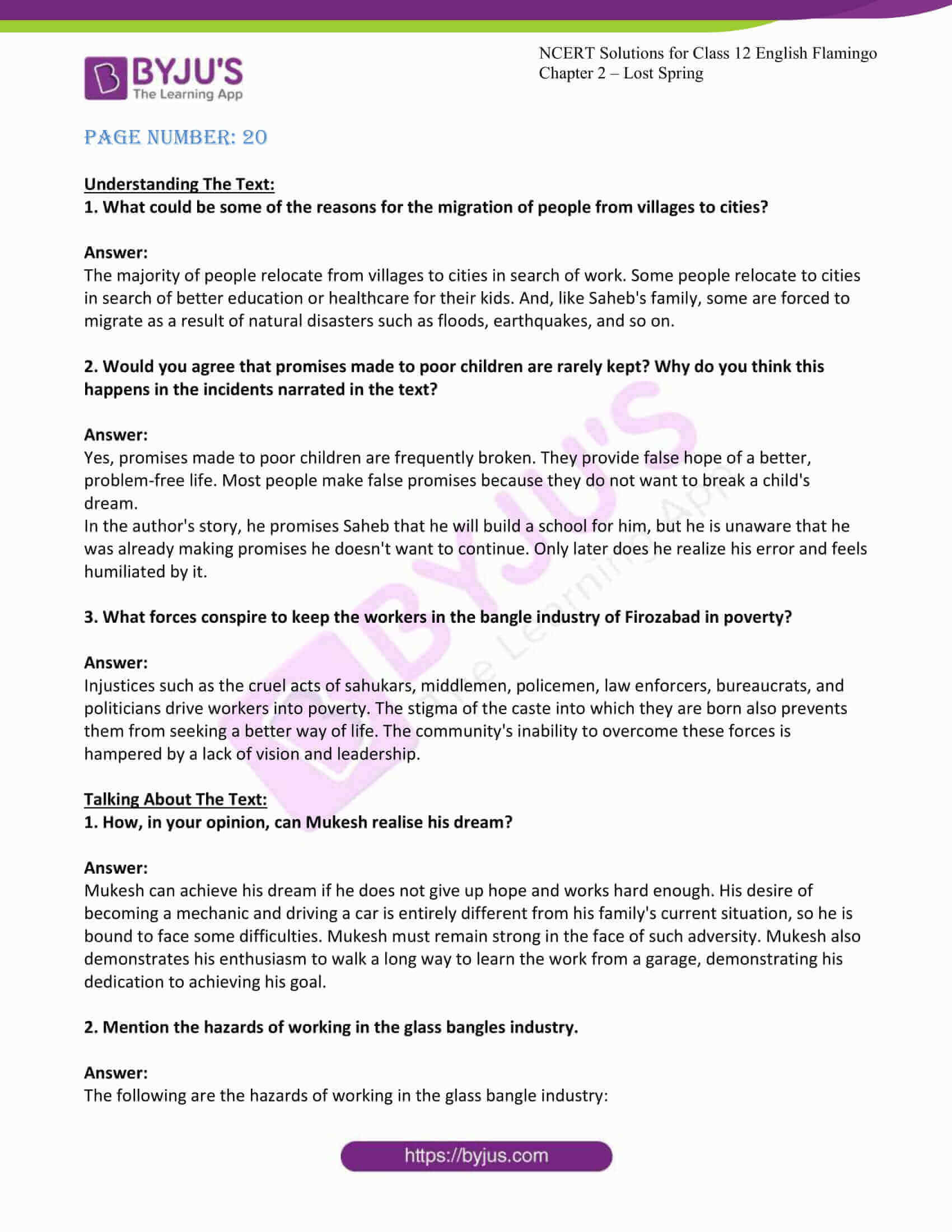 NCERT Solutions For Class 12 English Core Book Flamingo Chapter 2 Lost NCERT Solutions For Class 12 English Core Book Flamingo Chapter 2 Lost