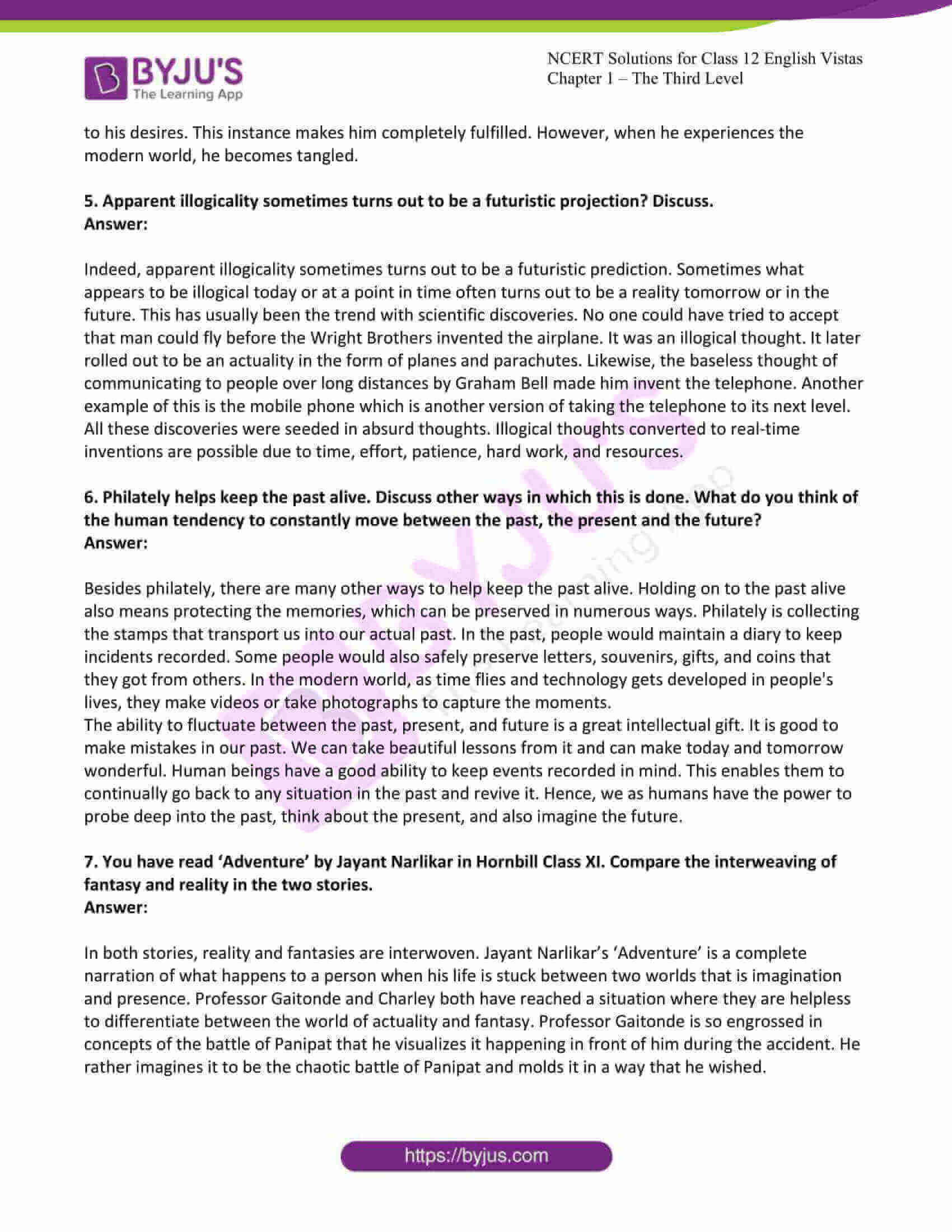 NCERT Solutions For Class 12 English Supplementary Book Vistas Chapter