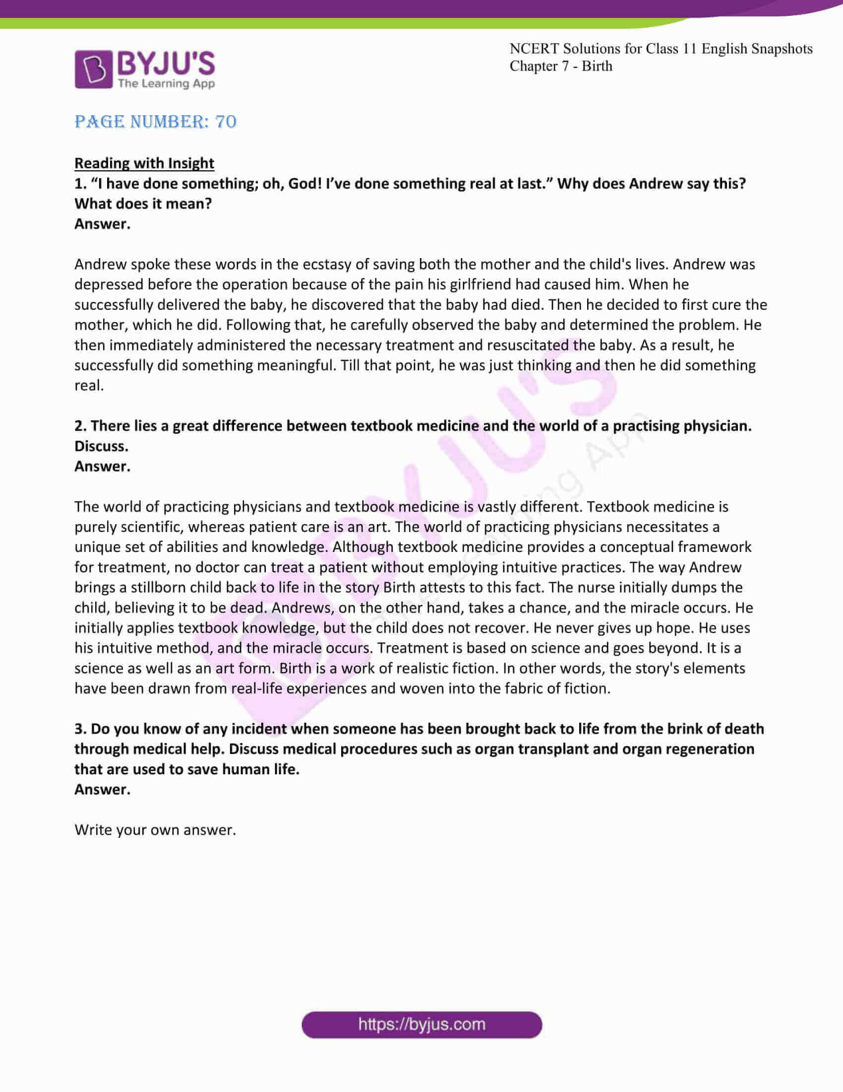 NCERT Solutions For Class 11 English Supplementary Book Snapshots NCERT Solutions For Class 11 English Supplementary Book Snapshots