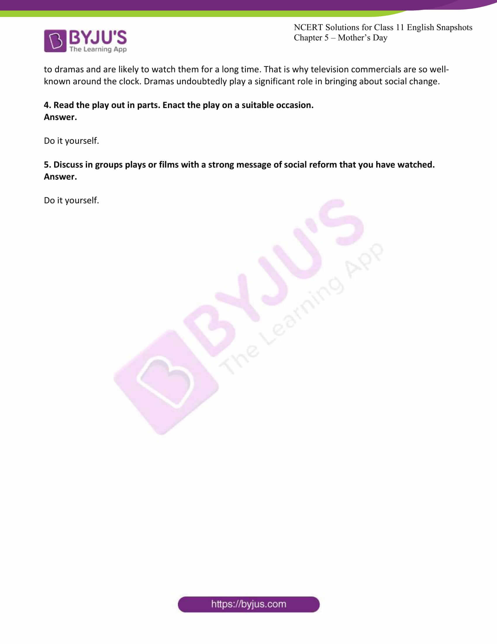 NCERT Solutions For Class 11 English Supplementary Book Snapshots