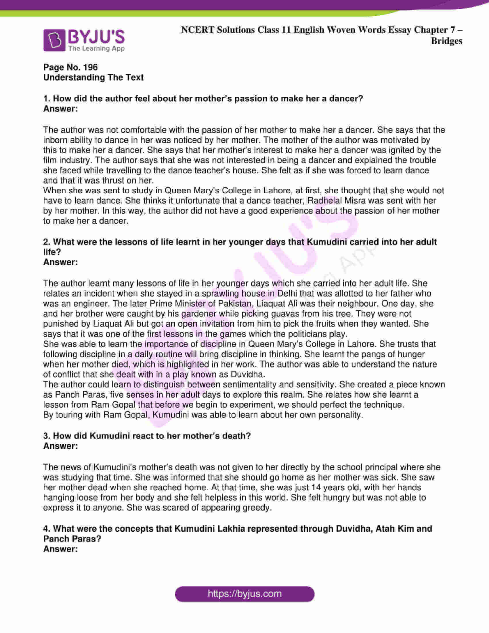 NCERT Solutions for Class 11 English Woven Words Essay Chapter 7 Bridges