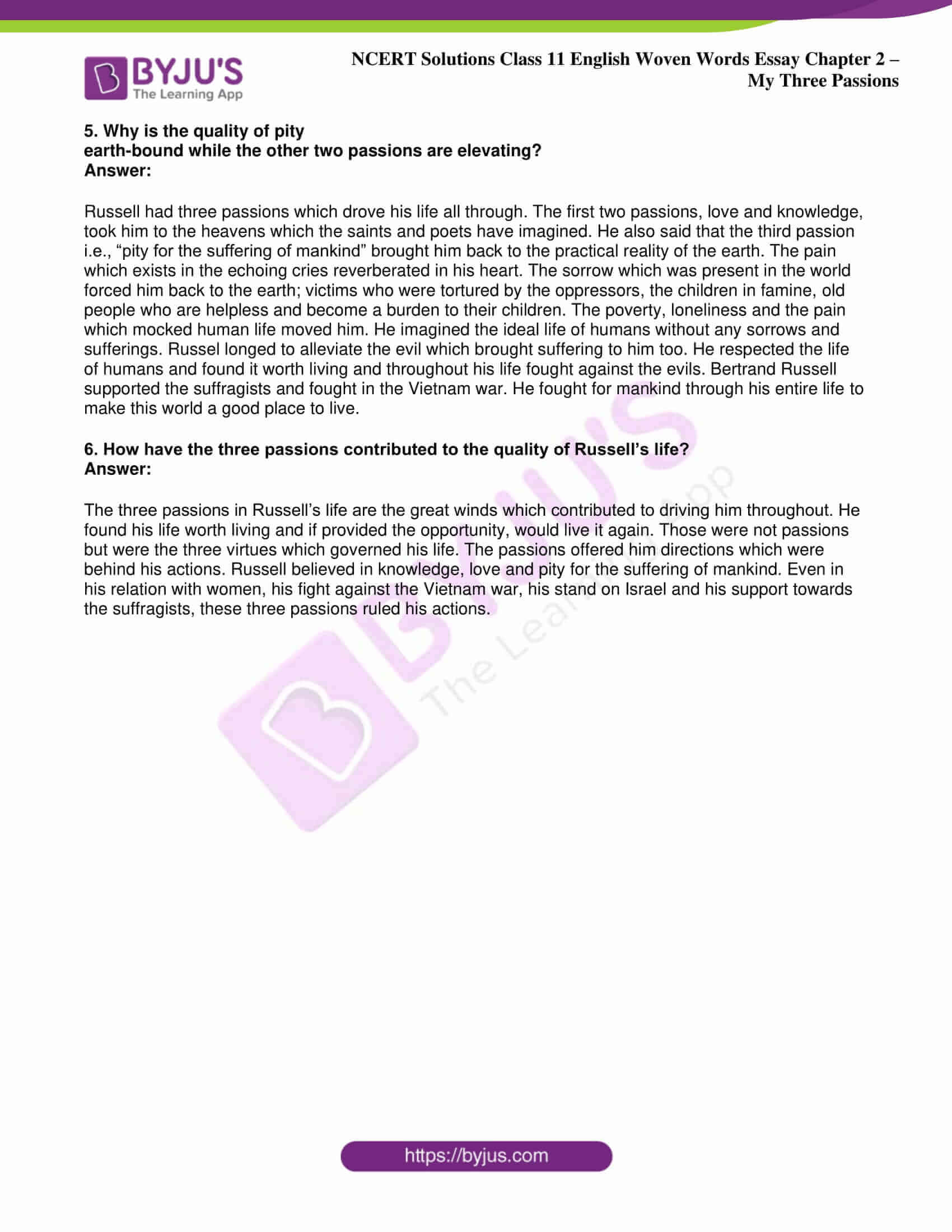 NCERT Solutions for Class 11 English Woven Words Essay Chapter 2 My ...