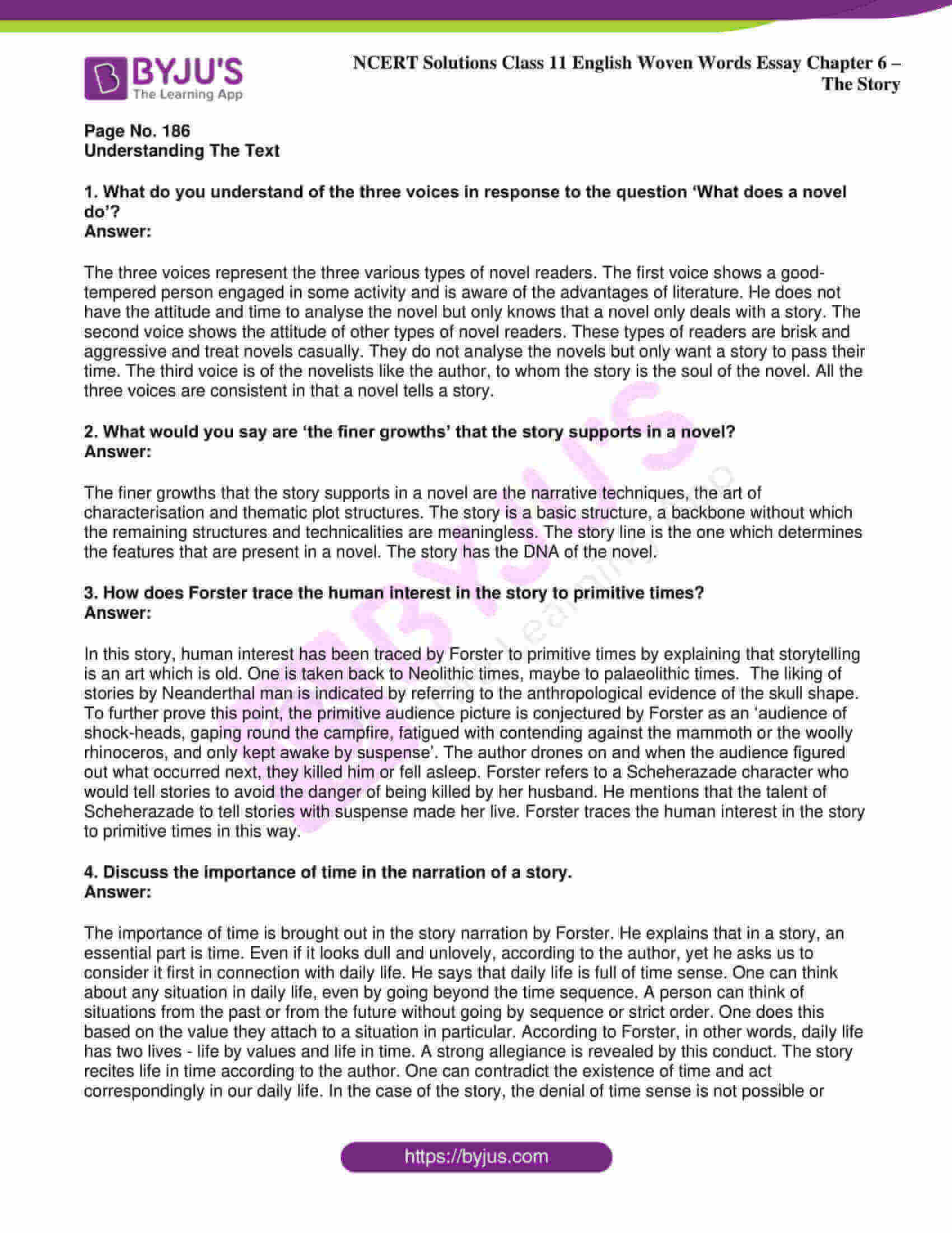 NCERT Solutions for Class 11 English Woven Words Essay Chapter 6 The Story