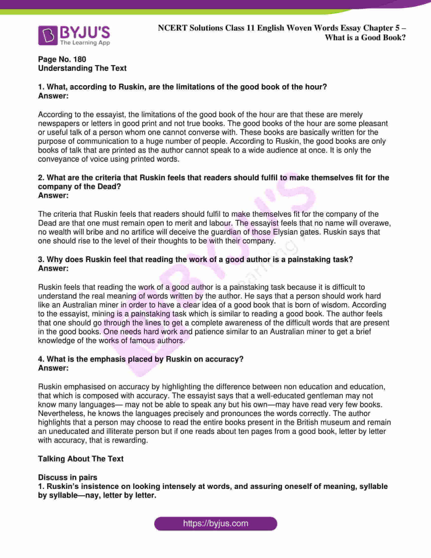 NCERT Solutions for Class 11 English Woven Words Essay Chapter 5 What ...