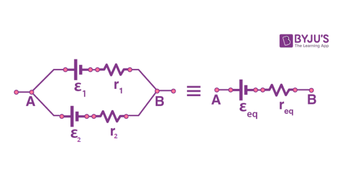 Parallel Combination of Cells- Internal resistance and Equivalent EMF.