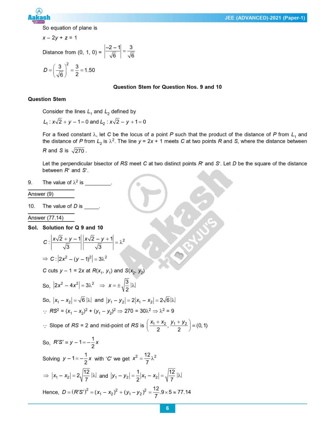 JEE Advanced 2021 Paper 1 Maths Question Paper PDF Download