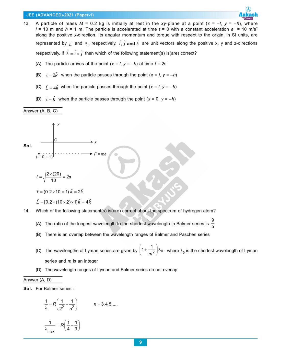 JEE Advanced 2021 Paper 1 Physics Question Paper Download PDF JEE Advanced 2021 Paper 1 Physics Question Paper Download PDF