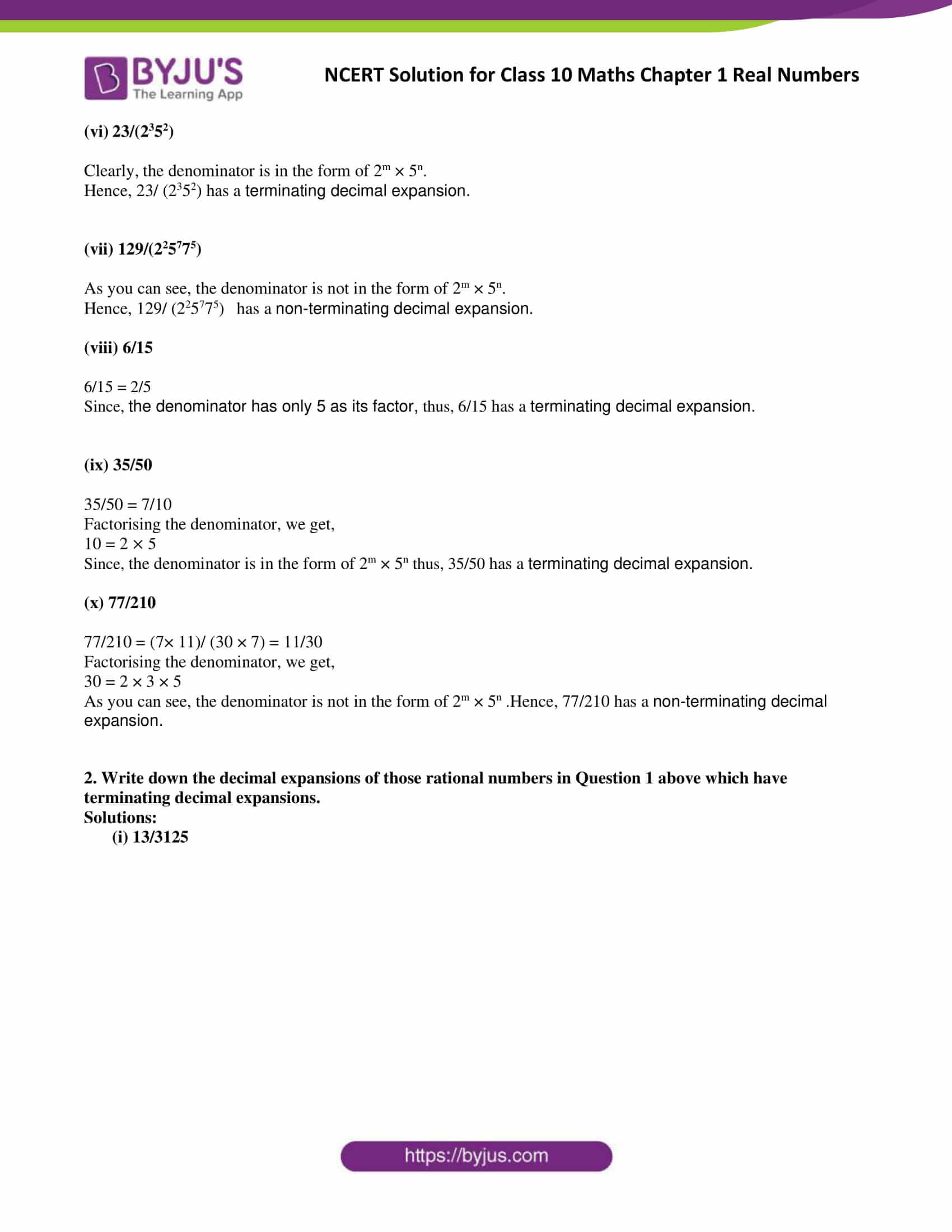 NCERT Solutions Class 10 Maths Chapter 1 Real Numbers : - Study Offline ...
