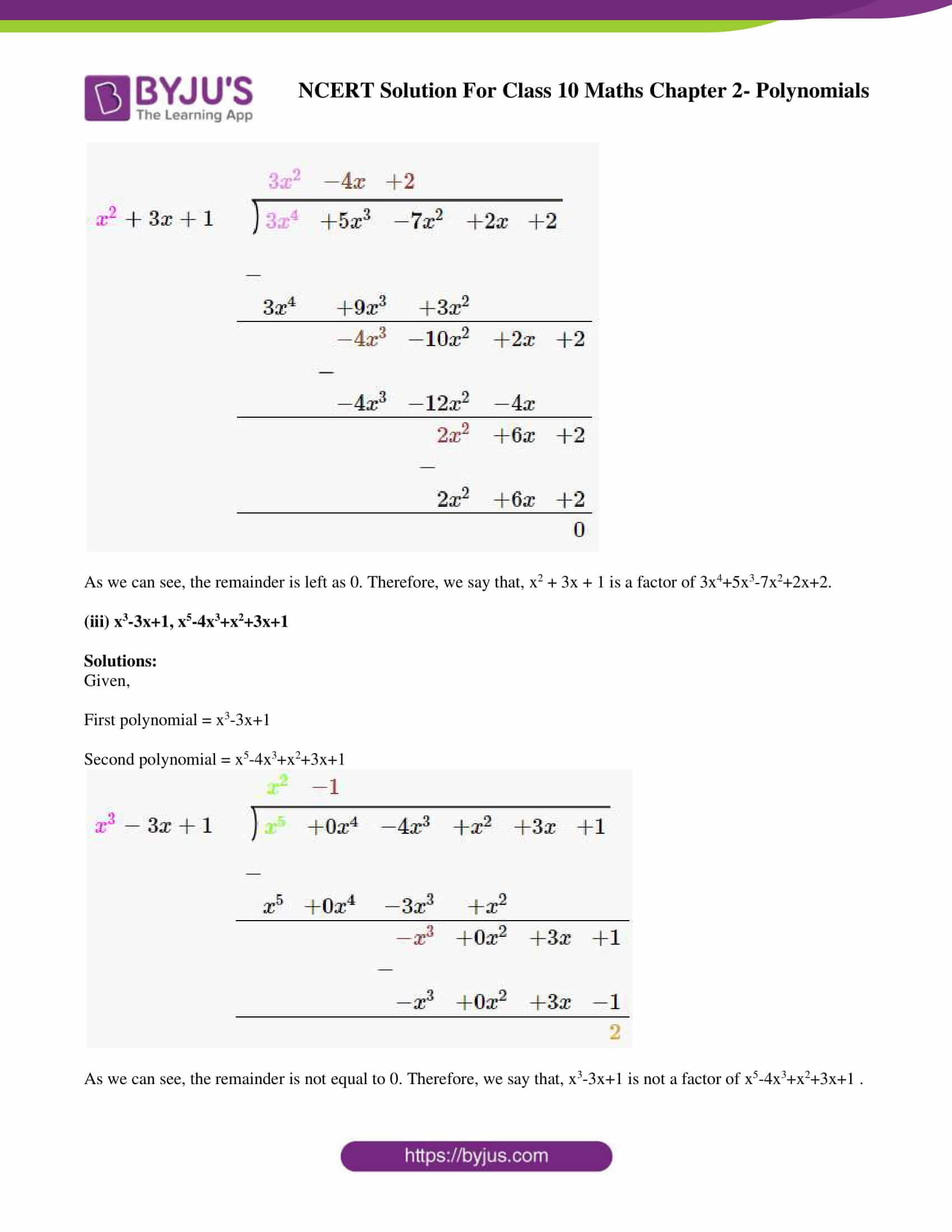 NCERT Solutions Class 10 Maths Chapter 2 Polynomials