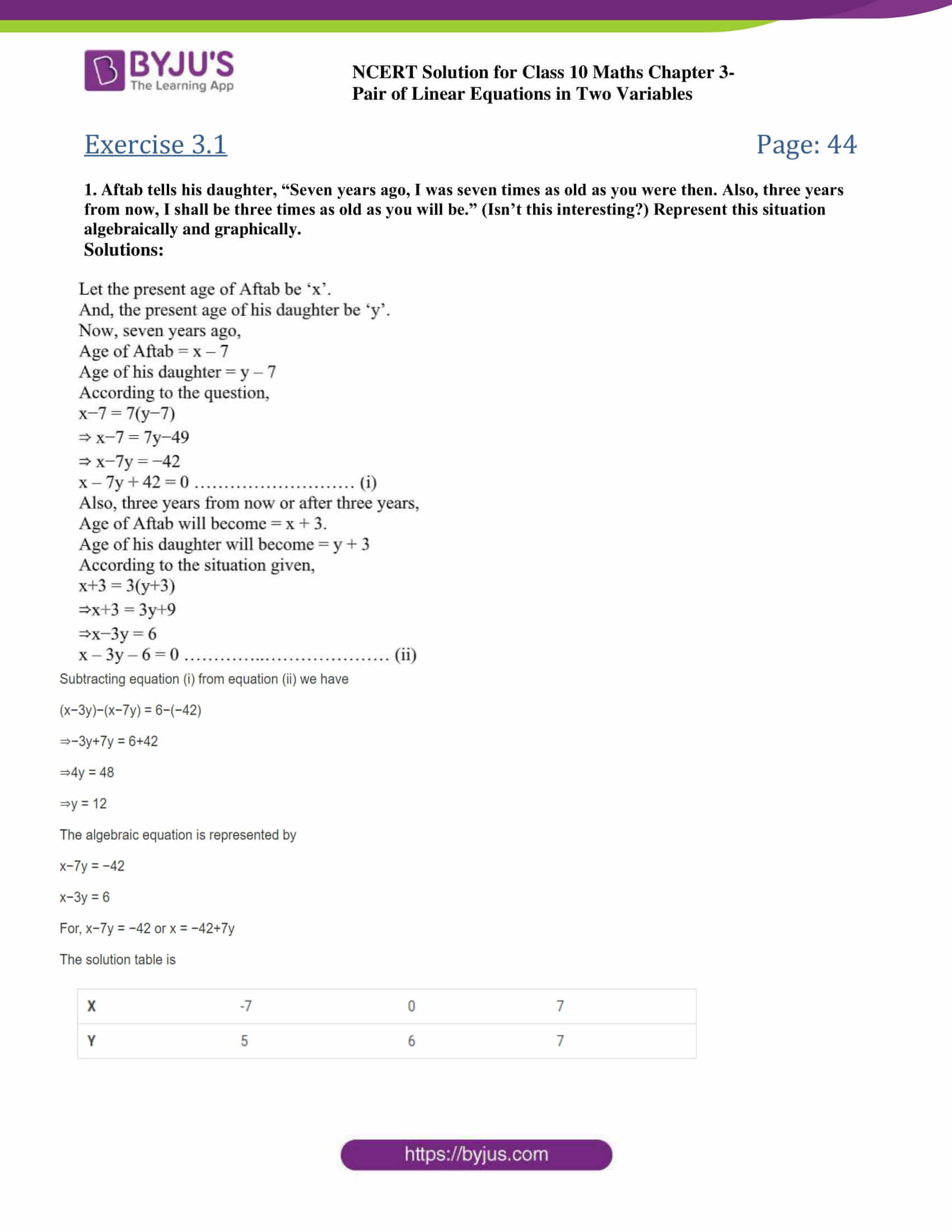 NCERT Solutions for Class 10 Maths Exercise 3.1 Chapter 3 Linear ...