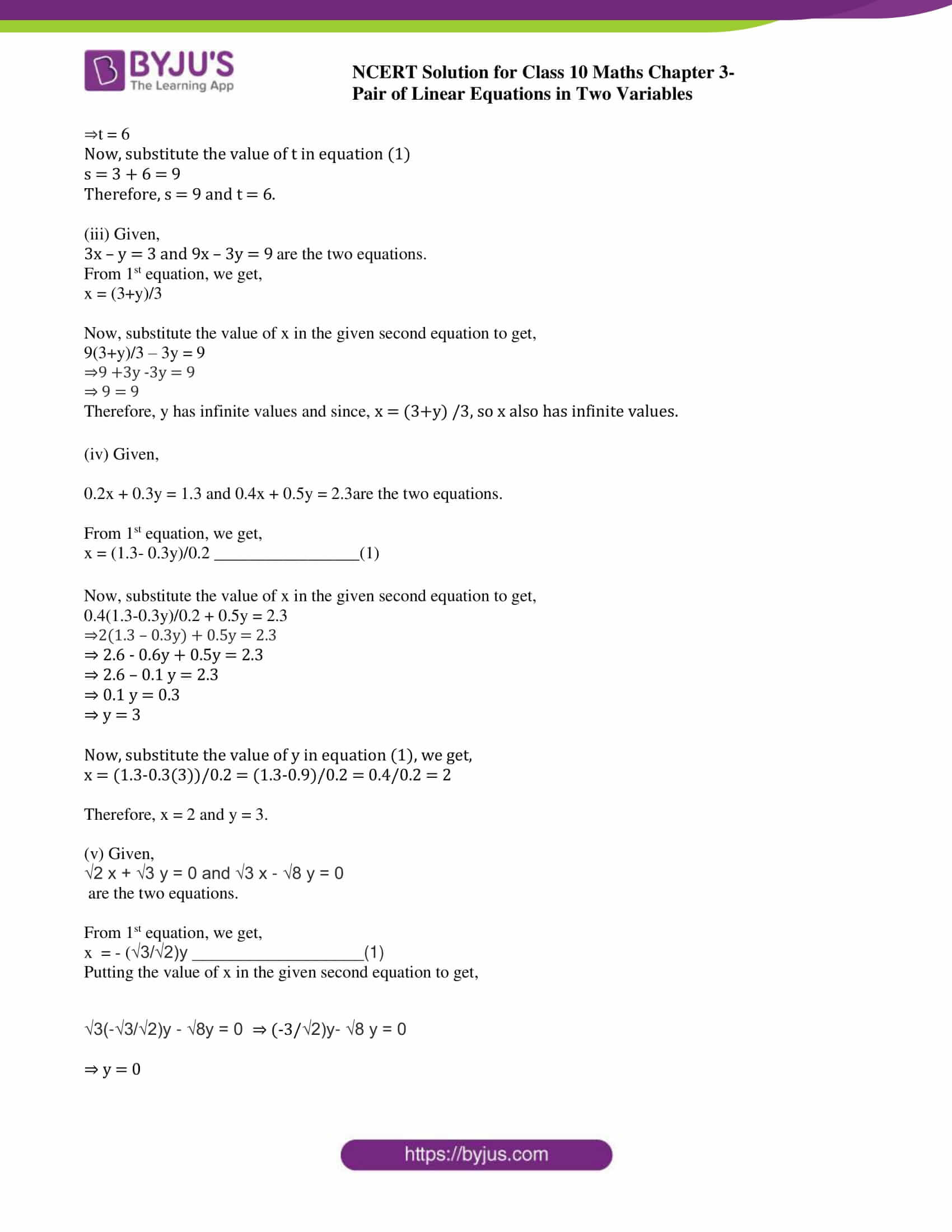 NCERT Solutions for Class 10 Maths Chapter 3 Pair of Linear Equations ...