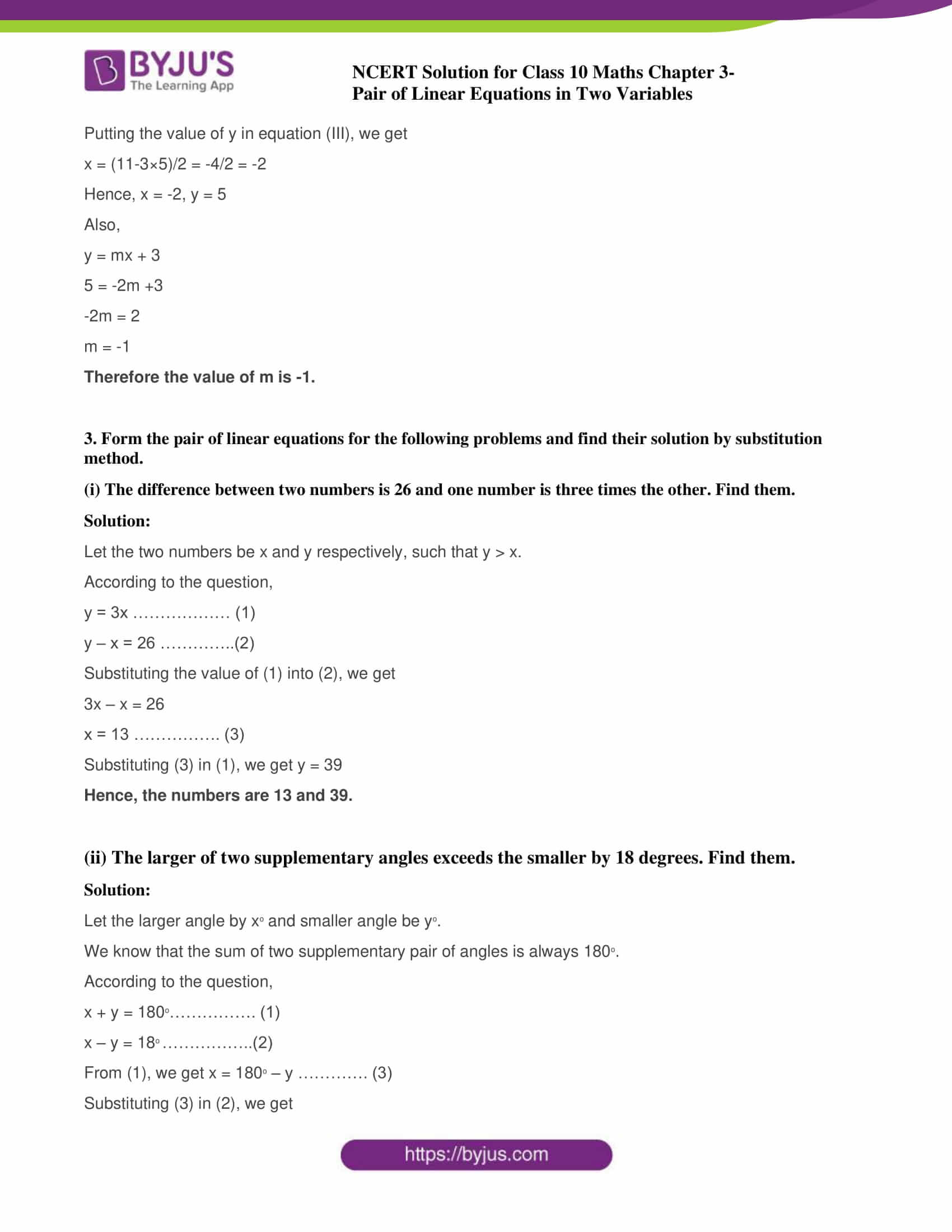 NCERT Solutions for Class 10 Maths Exercise 3.3 Chapter 3 - Linear Equations in Two Variables