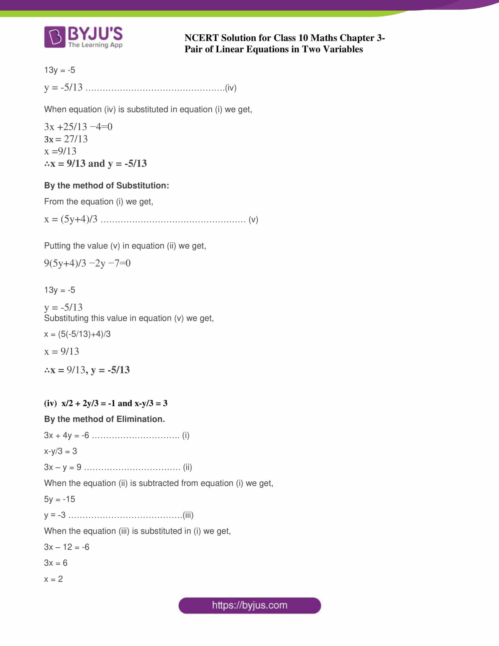 NCERT Solutions for Class 10 Maths Chapter 3 Pair of Linear Equations ...