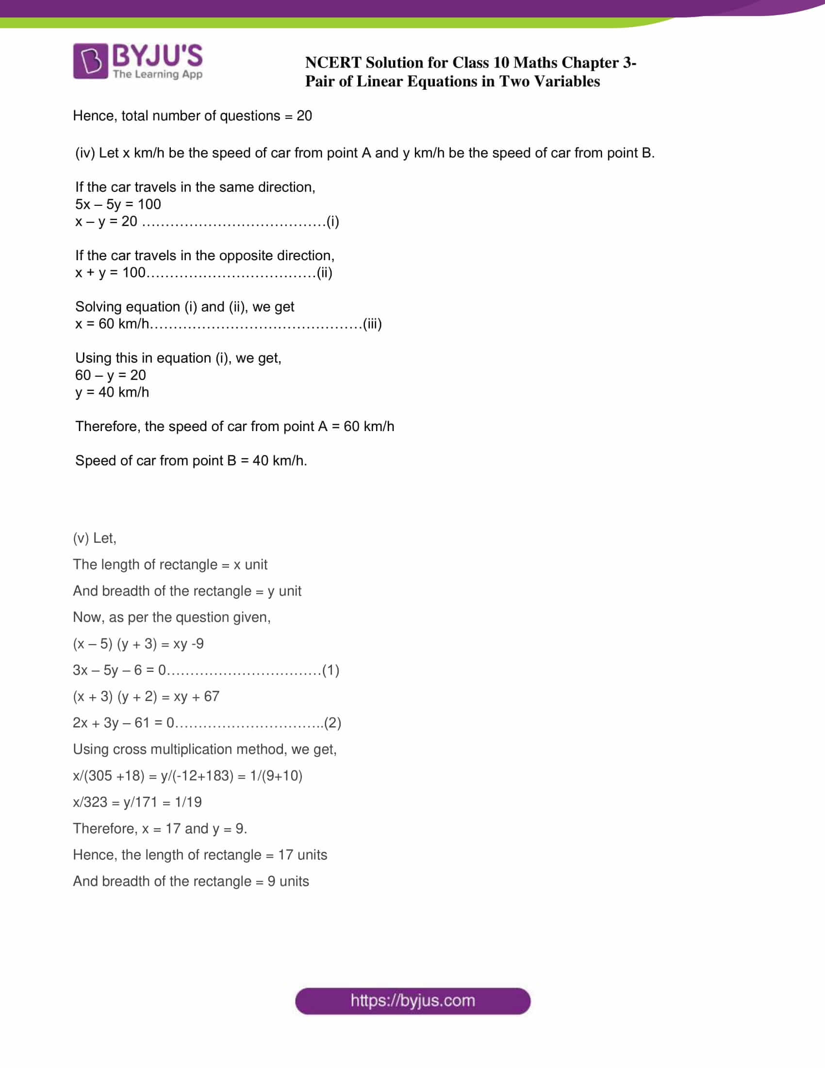 NCERT Solutions for Class 10 Maths Chapter 3 Pair of Linear Equations ...
