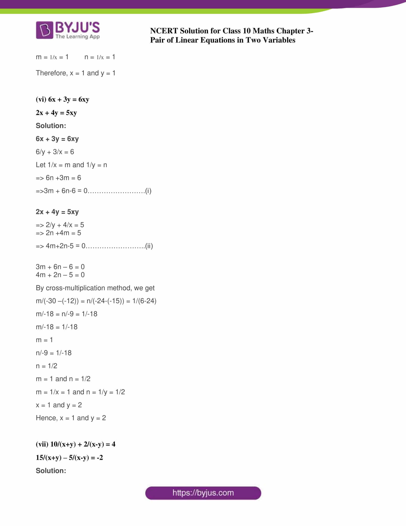 NCERT Solutions for Class 10 Maths Exercise 3.6 Chapter 3- linear ...