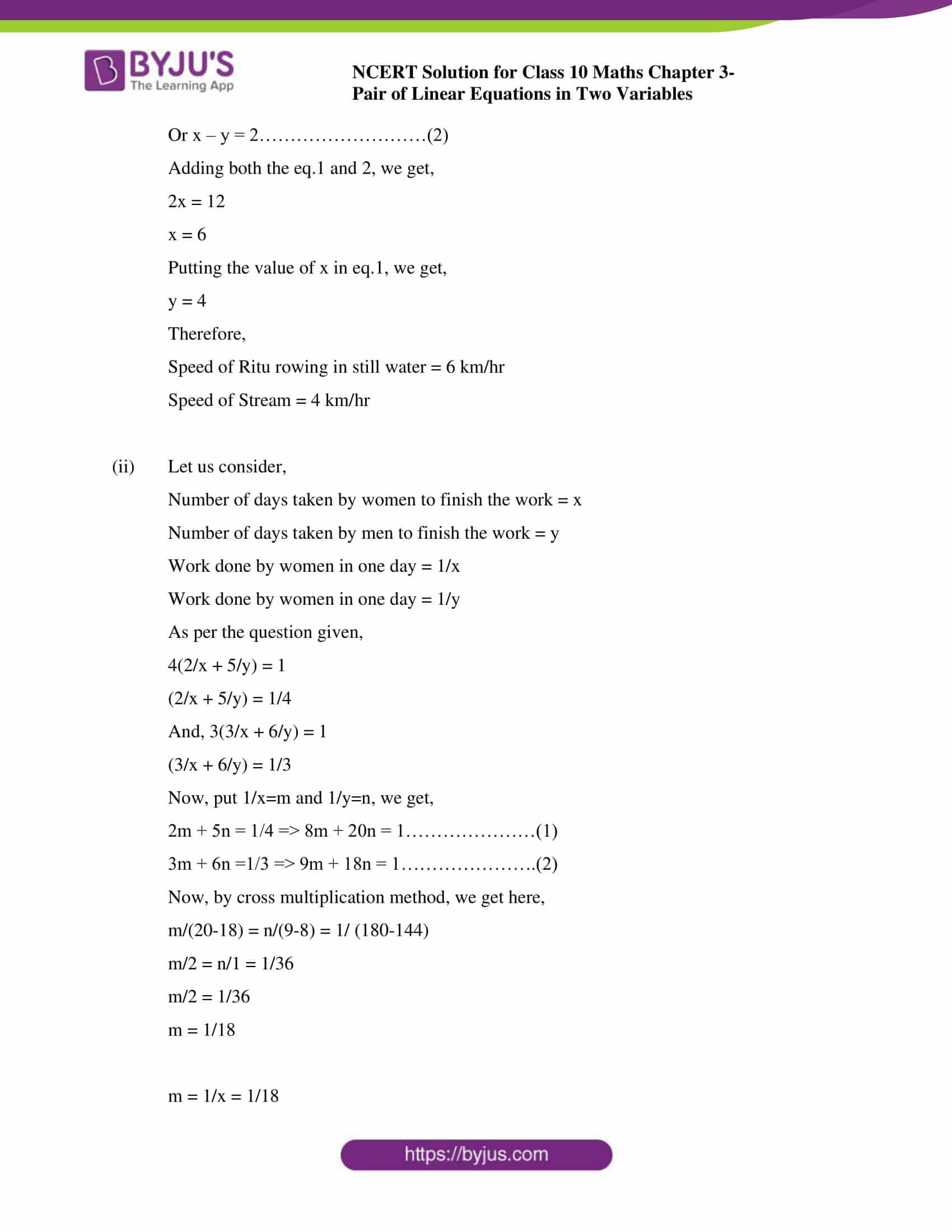 NCERT Solutions for Class 10 Maths Chapter 3 Pair of Linear Equations ...