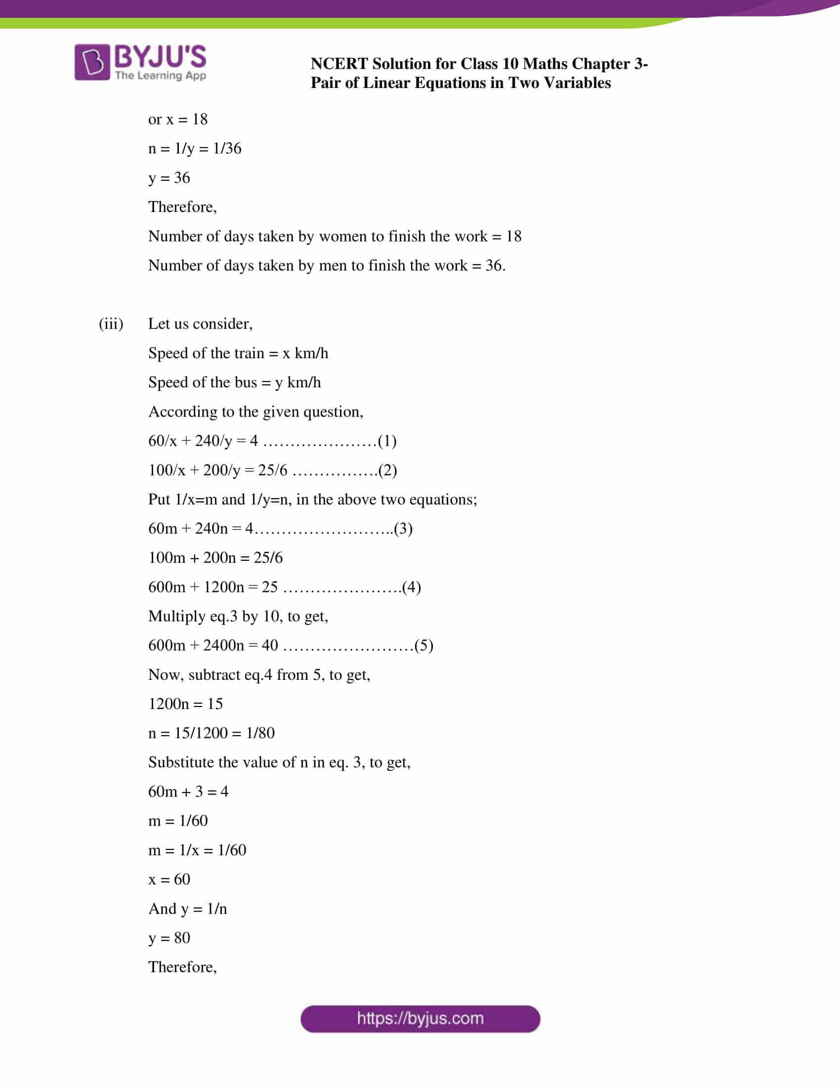 NCERT Solutions for Class 10 Maths Chapter 3 Pair of Linear Equations ...