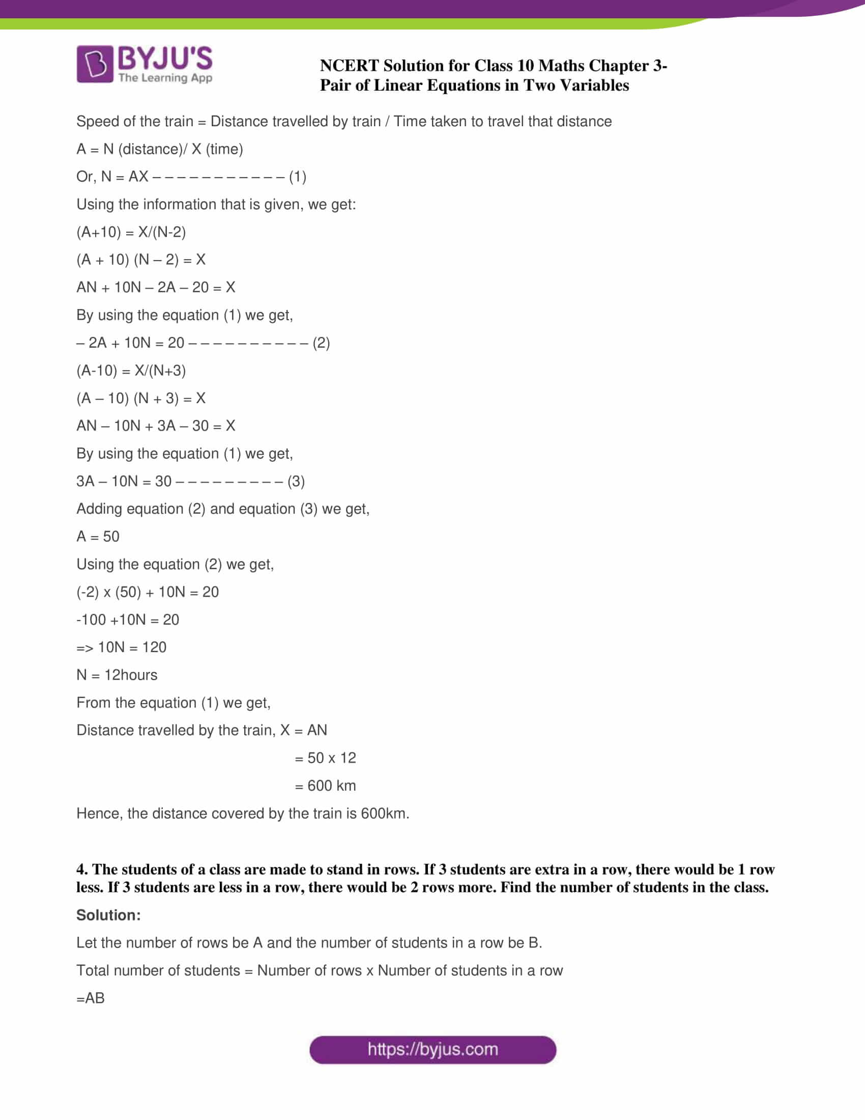 NCERT Solutions for Class 10 Maths Exercise 3.7 Chapter 3- linear ...