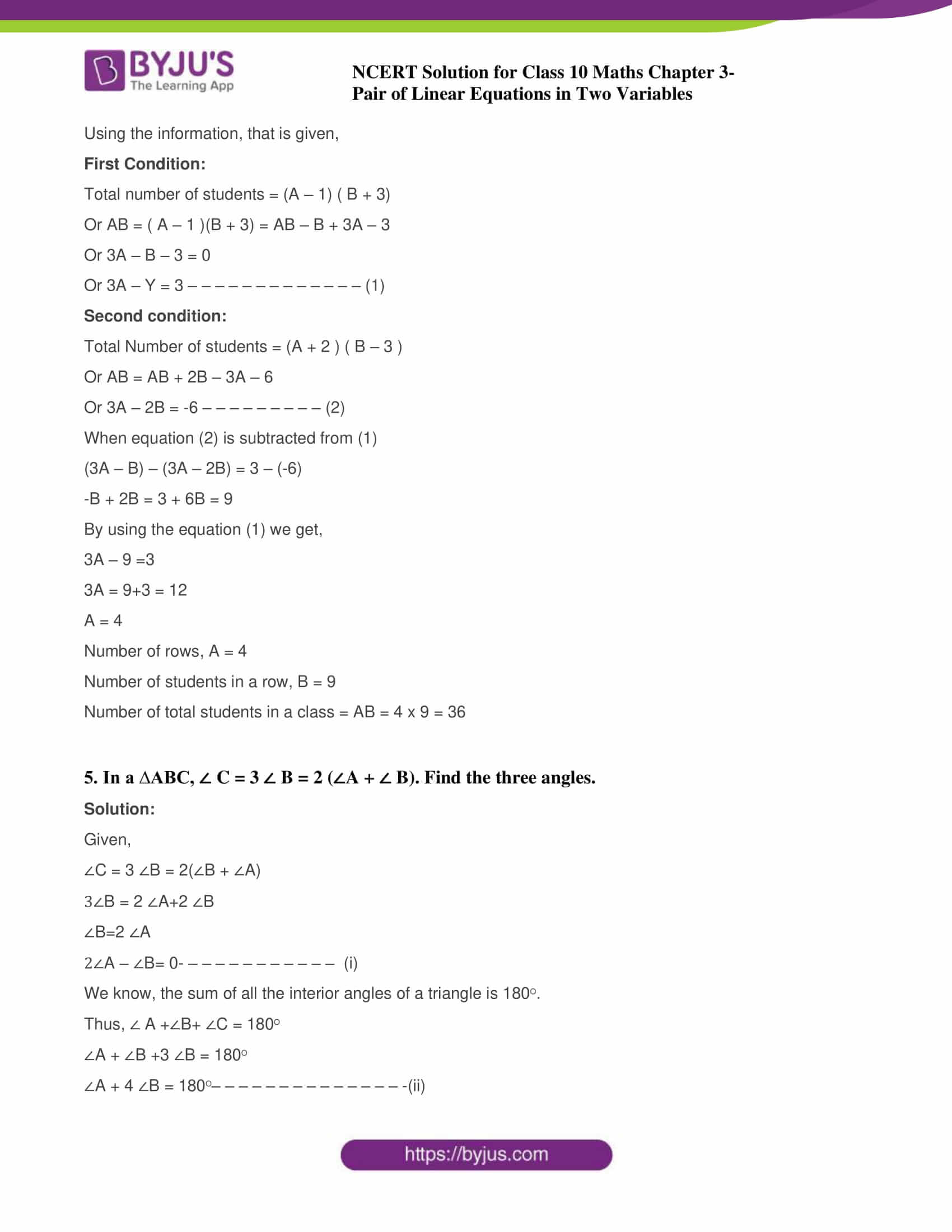 Ncert Solutions For Class 10 Maths Chapter 3 Pair Of Linear Equations In Two Variables