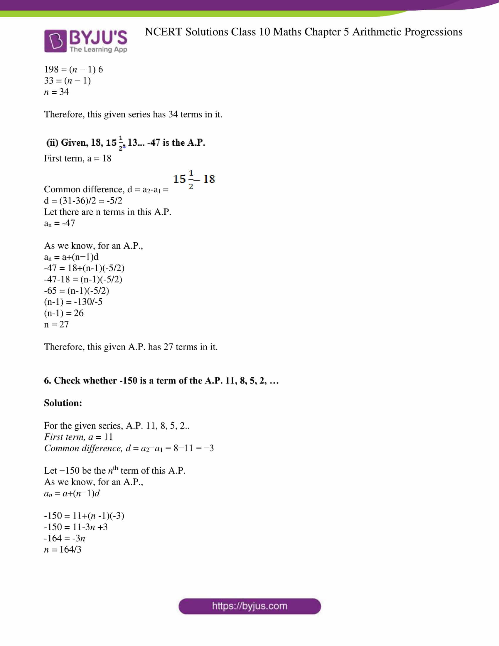 Ncert Solutions For Class 10 Maths Exercise 5 2 Chapter 5 Arithmetic